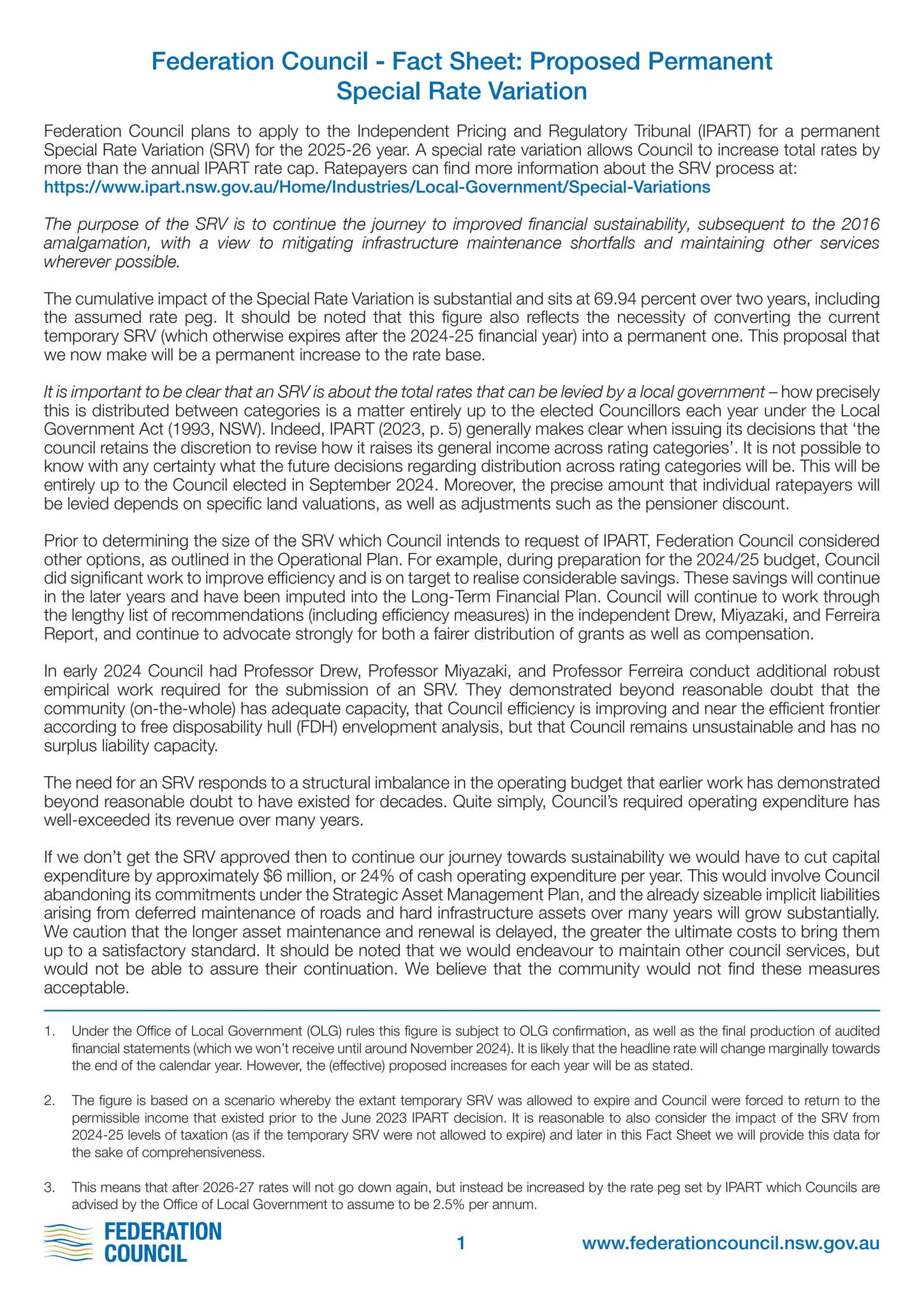 2024-2025 Special Rate Variation Fact Sheet by FederationCouncil - Issuu