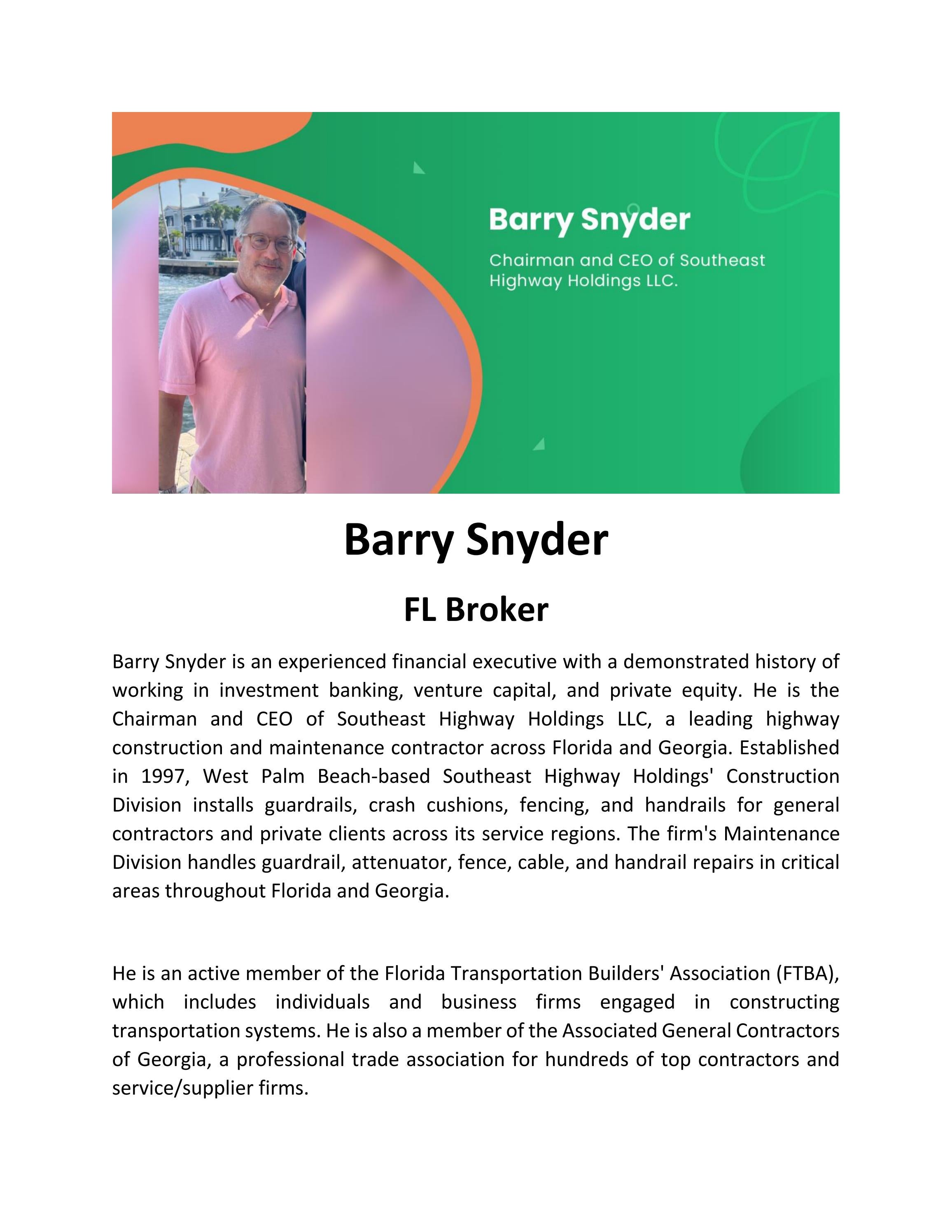 Biography of Barry Snyder by Barry Snyder - Issuu