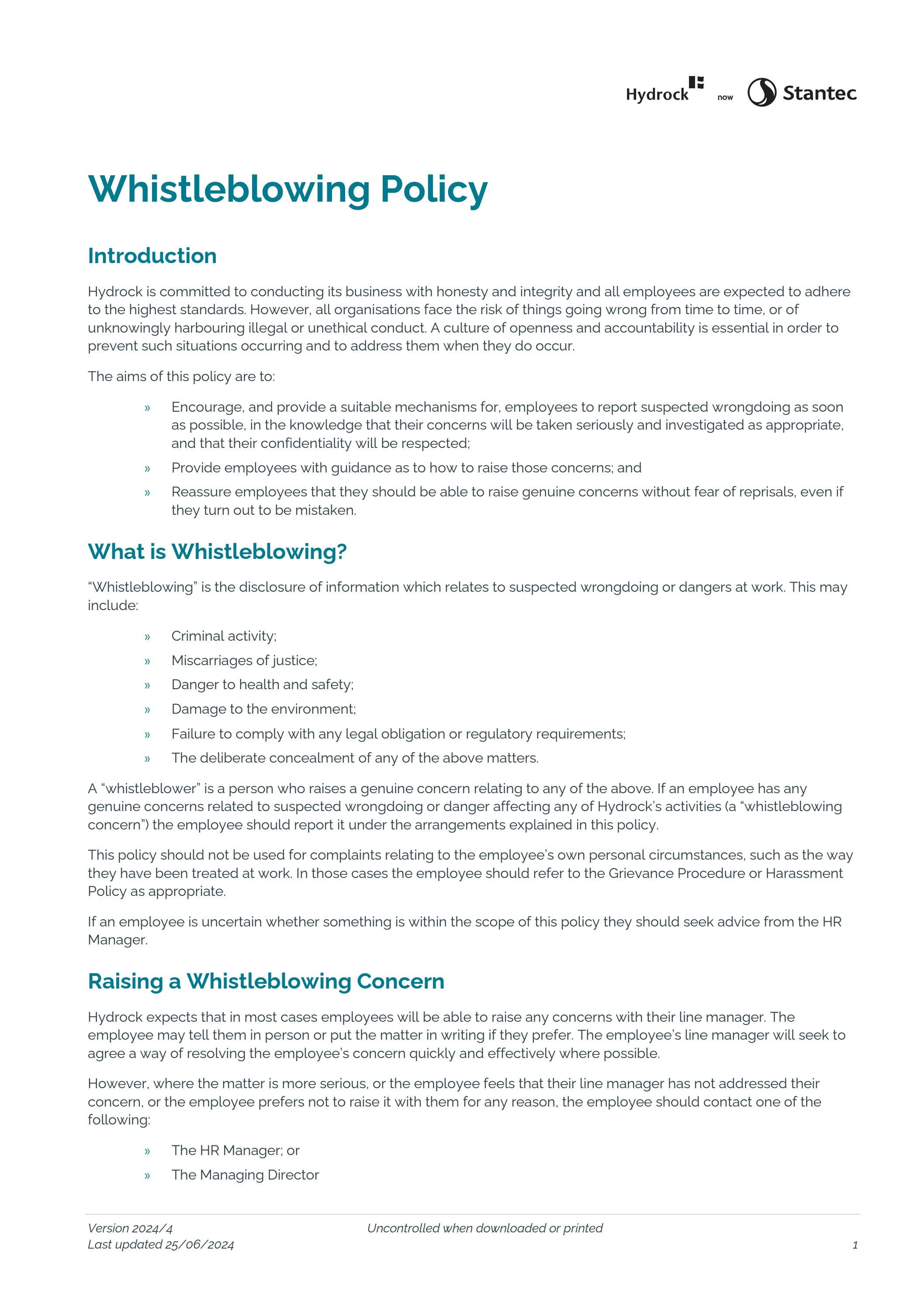 Whistleblowing Policy by Hydrock - Issuu