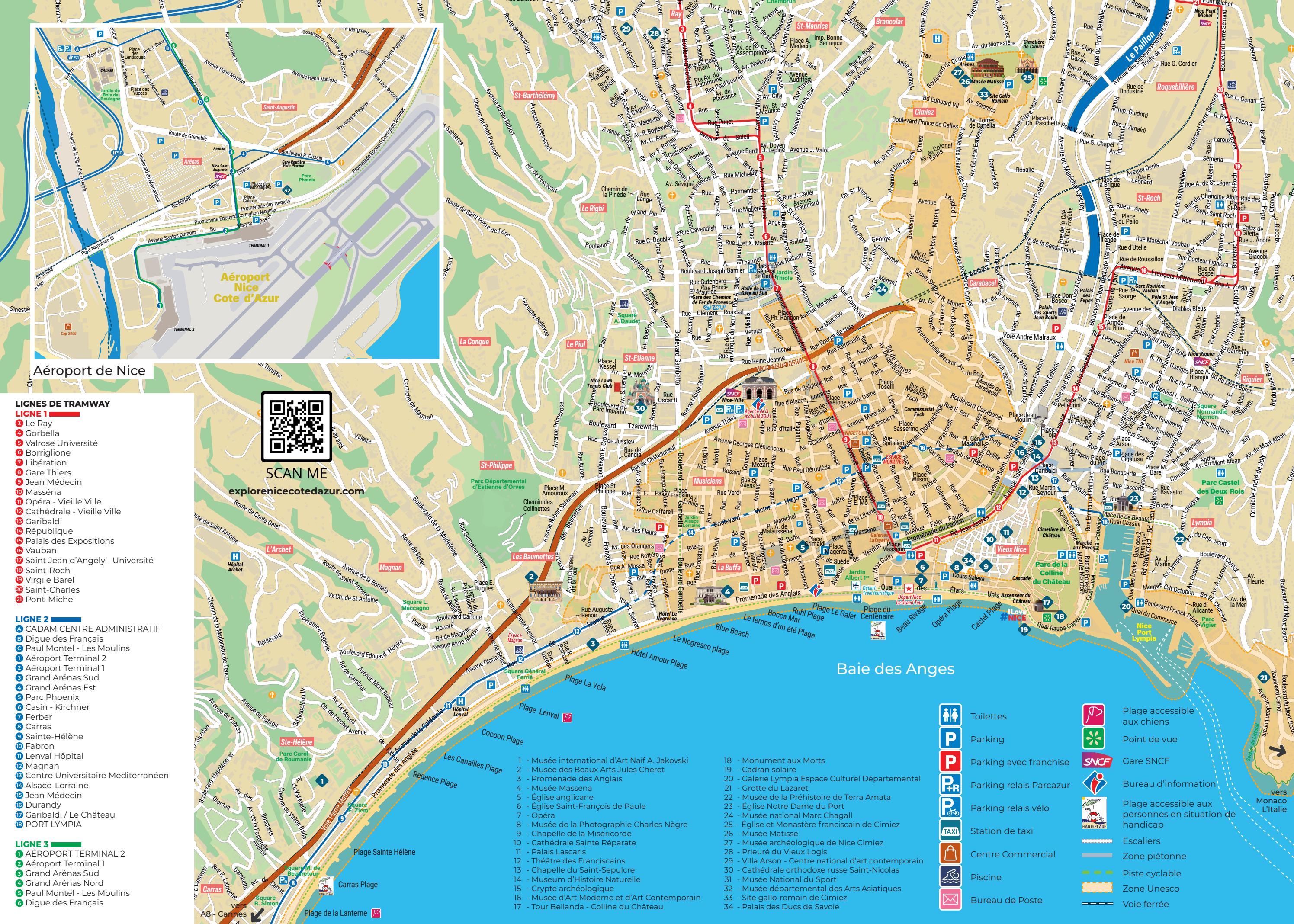 Plan de Nice - Map of Nice by Office de Tourisme Métropolitain Nice ...