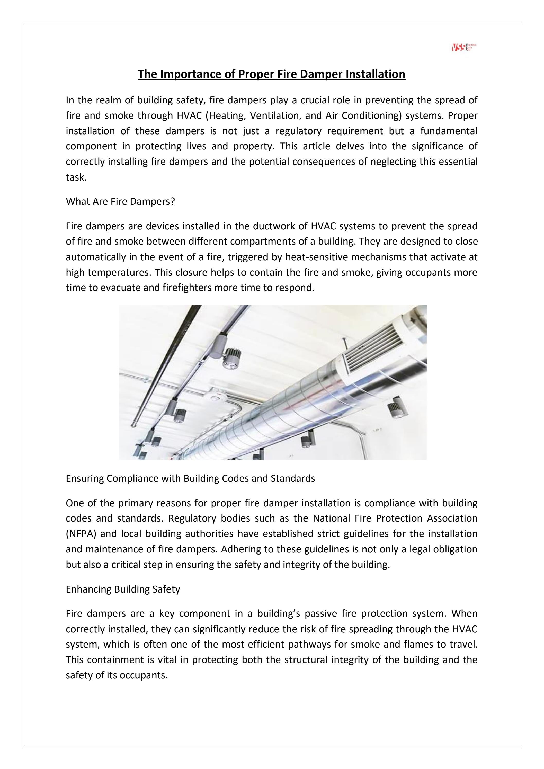 The Importance of Proper Fire Damper Installation by Ventilation Supply ...
