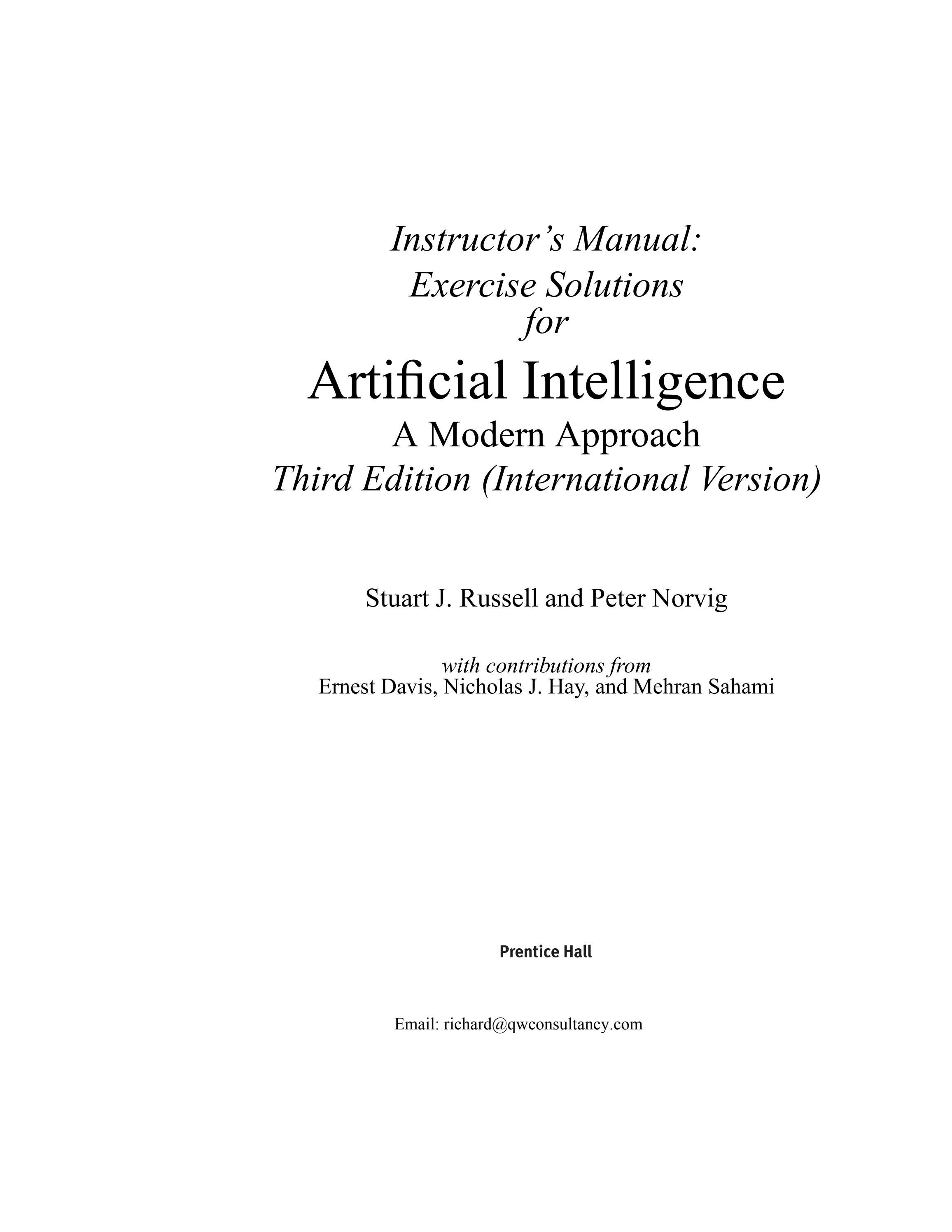 Artificial Intelligence A Modern Approach, 3E Stuart Russell Solution ...