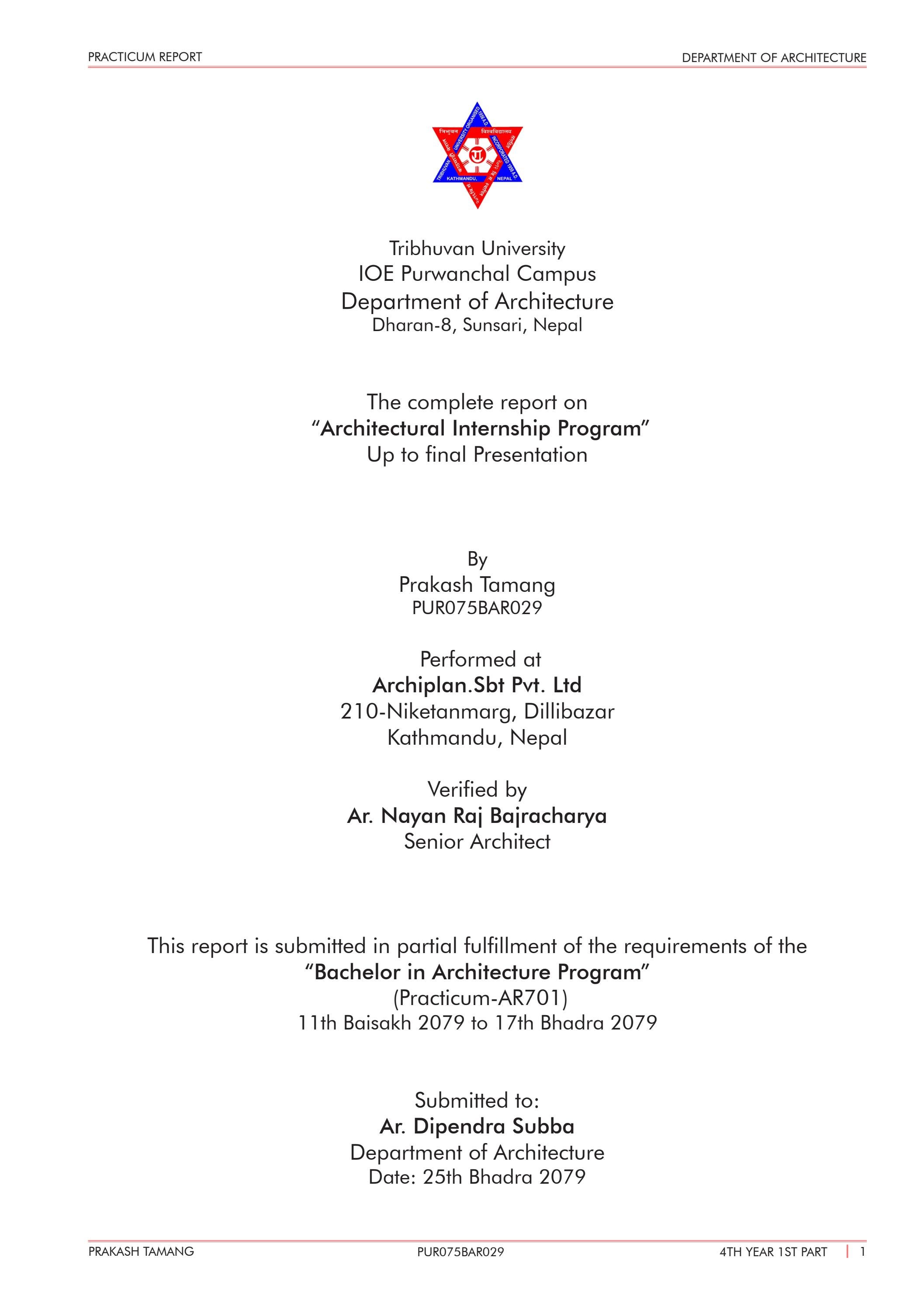 PART 1_Architecture Internship Report_2022 by Prakash Tamang - Issuu