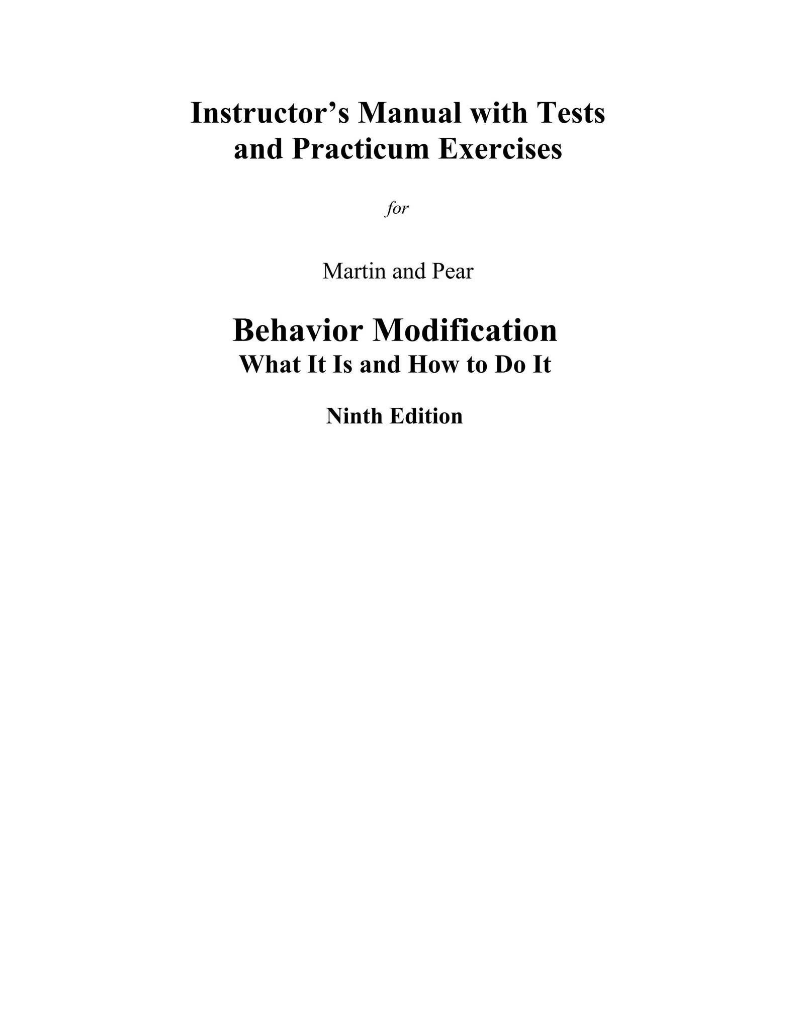Behavior Modification What It Is and How To Do It, 9E Garry L Martin ...