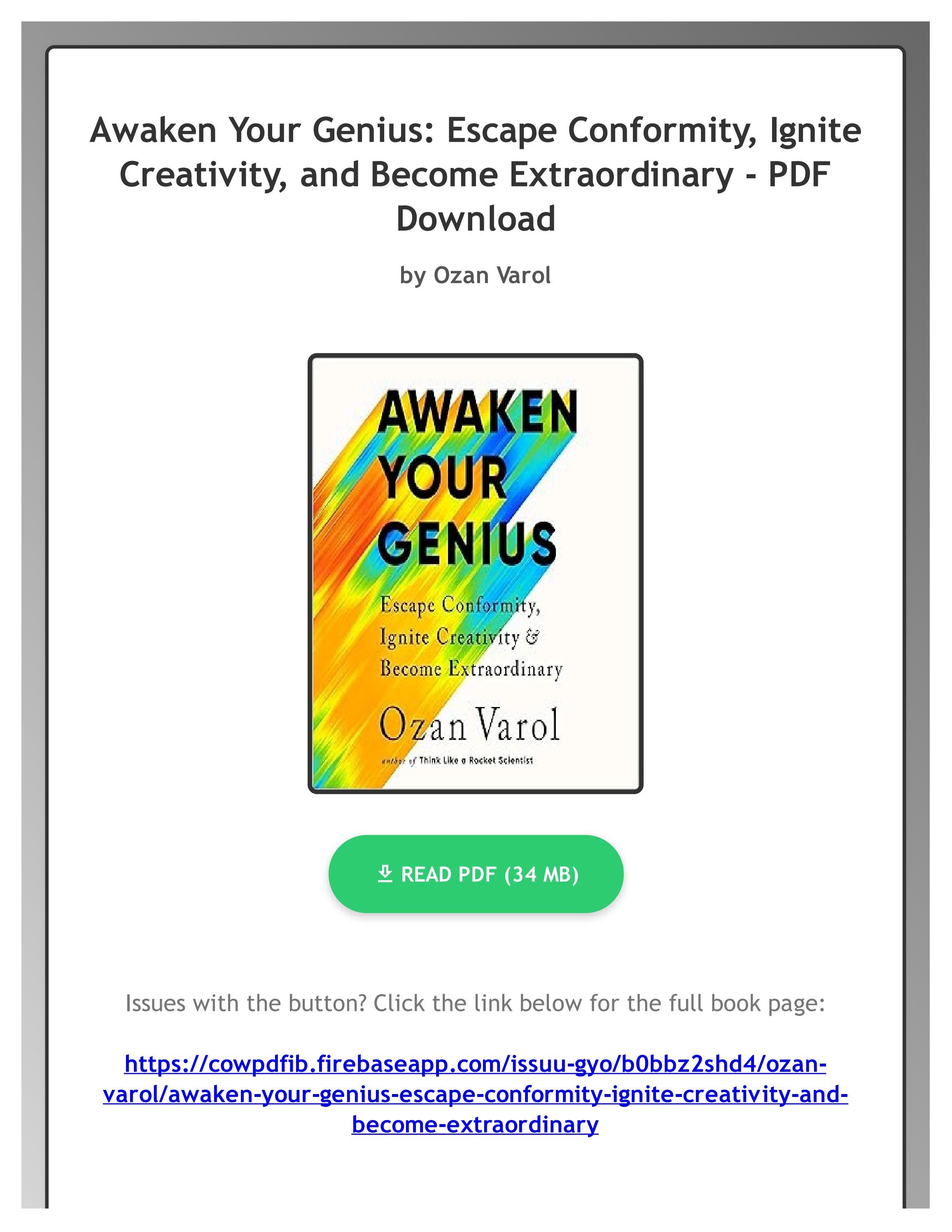 (Download) Awaken Your Genius: Escape Conformity, Ignite Creativity ... (Download) Awaken Your Genius: Escape Conformity, Ignite Creativity ...