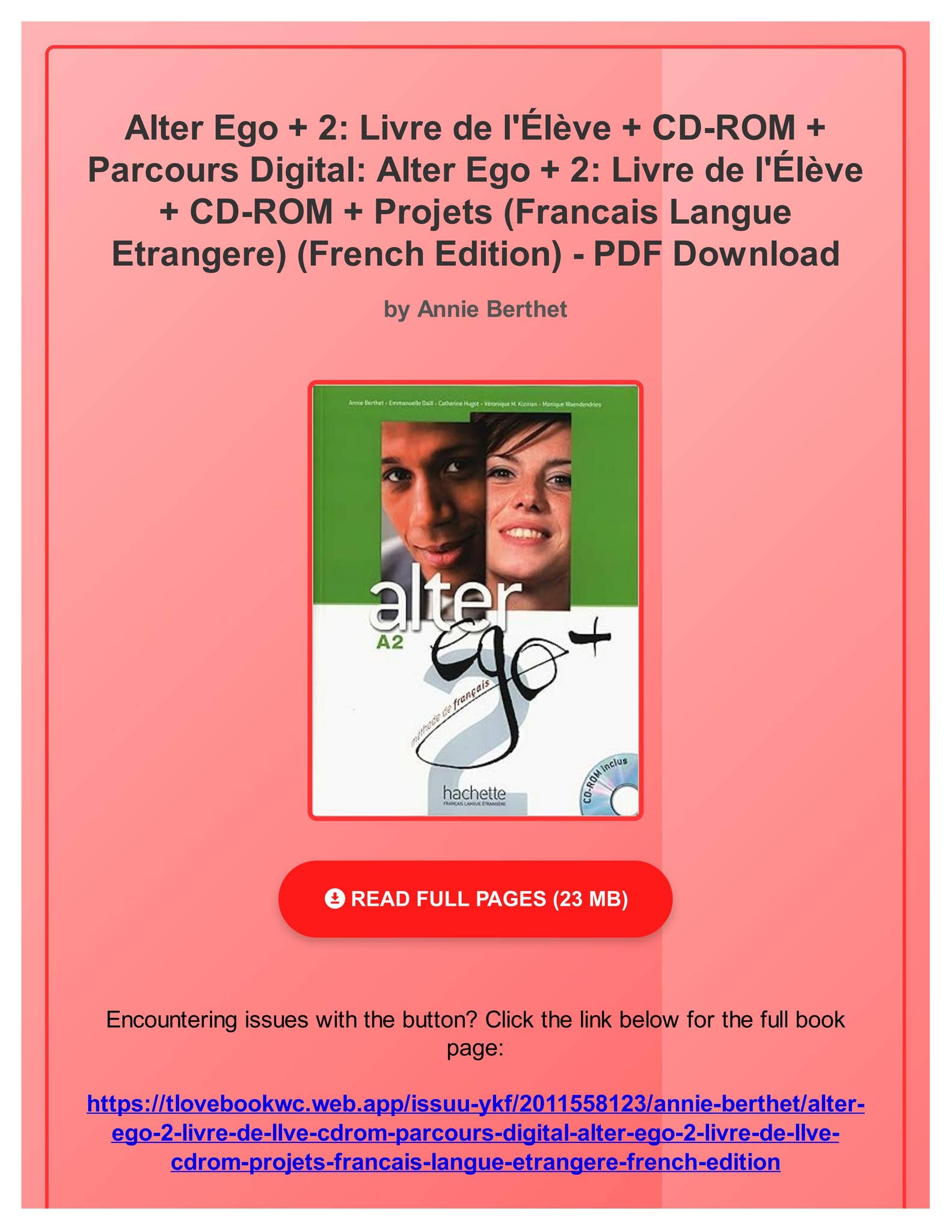 Free Pdf Alter Ego + 2: Livre de l'Élève + CD-ROM + Parcours Digital: Alter Ego + 2: Livre de l ...