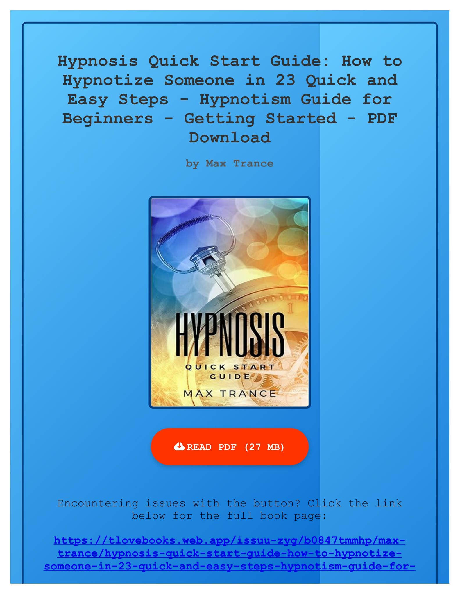 (PDF PDF) Hypnosis Quick Start Guide: How to Hypnotize Someone in 23 ...