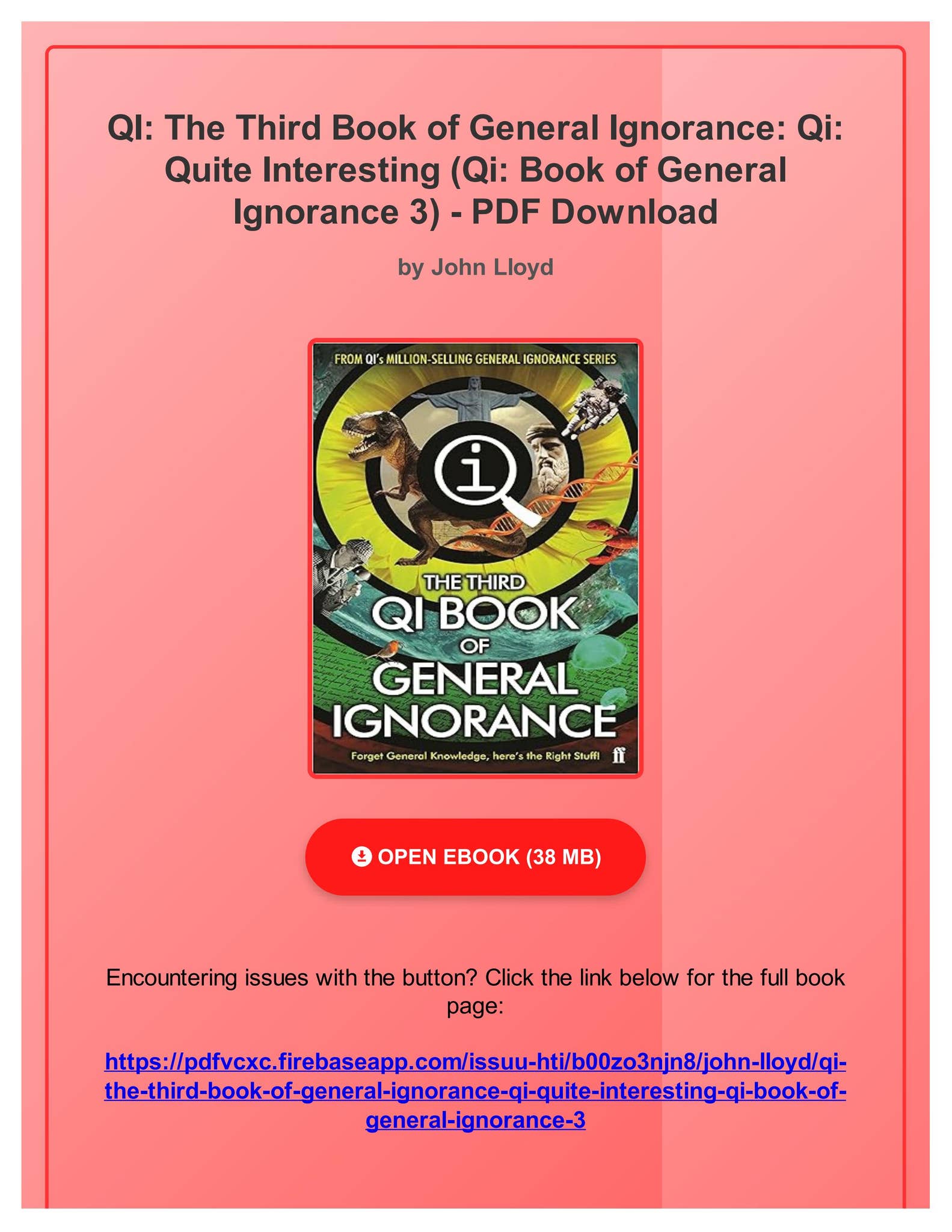 Free Pdf QI: The Third Book of General Ignorance: Qi: Quite Interesting ...