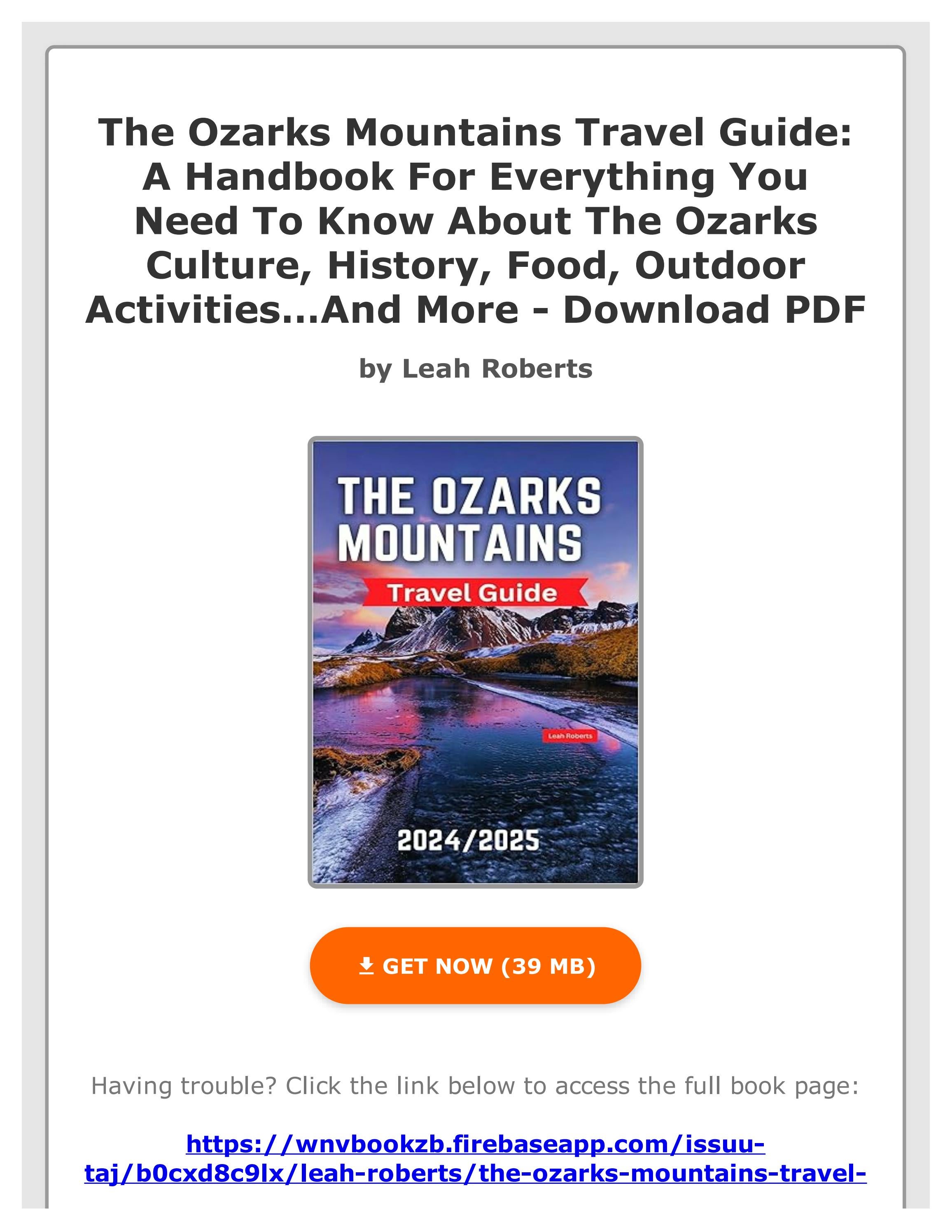 PDF The Ozarks Mountains Travel Guide: A Handbook For Everything You Need To Know About The ...