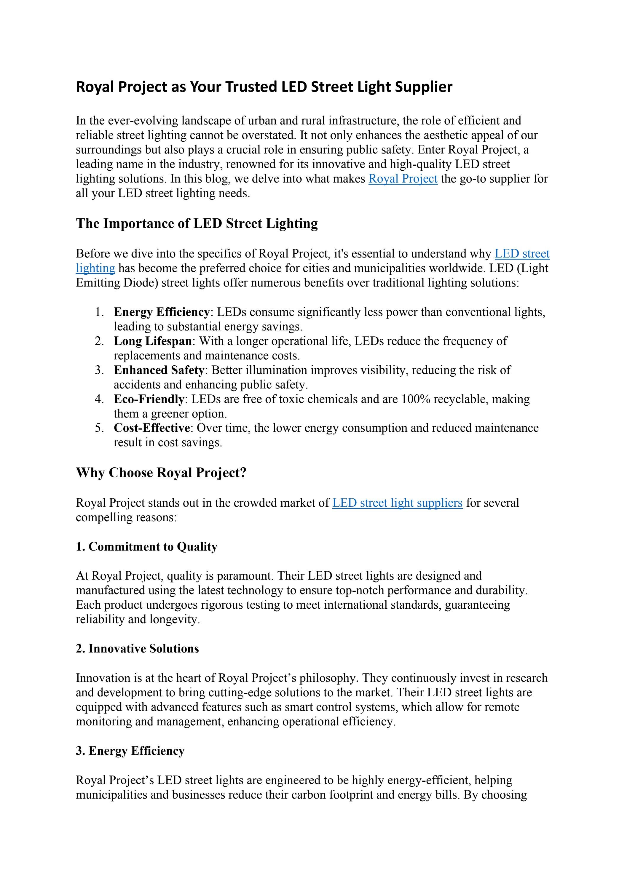 Led Street Light Supplier -Royal Project by Royal Projects - Issuu