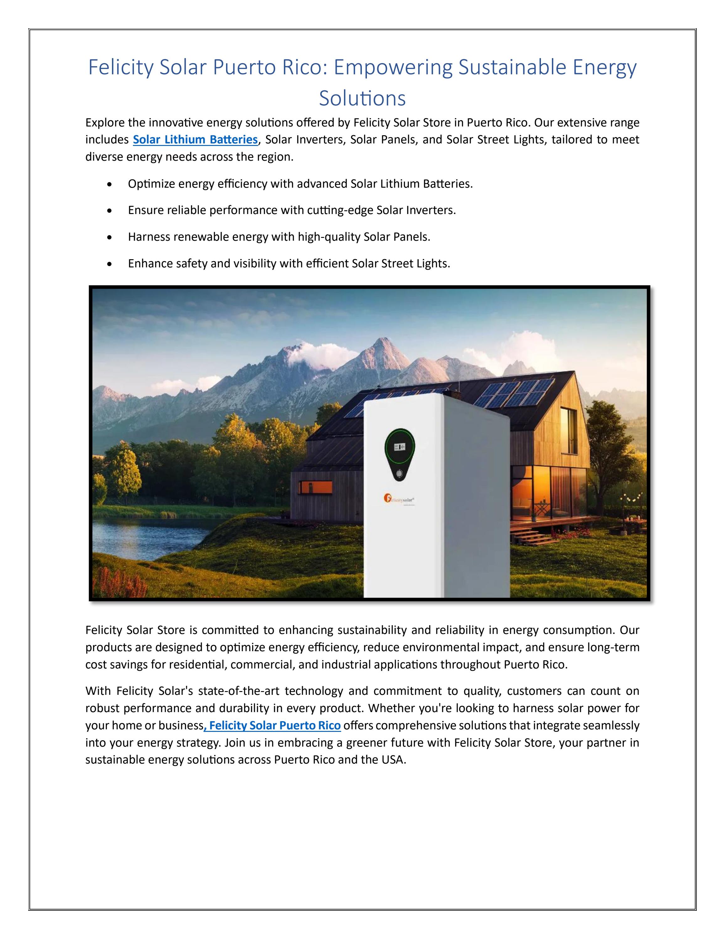 Felicity Solar Puerto Rico: Empowering Sustainable Energy Solutions by ...