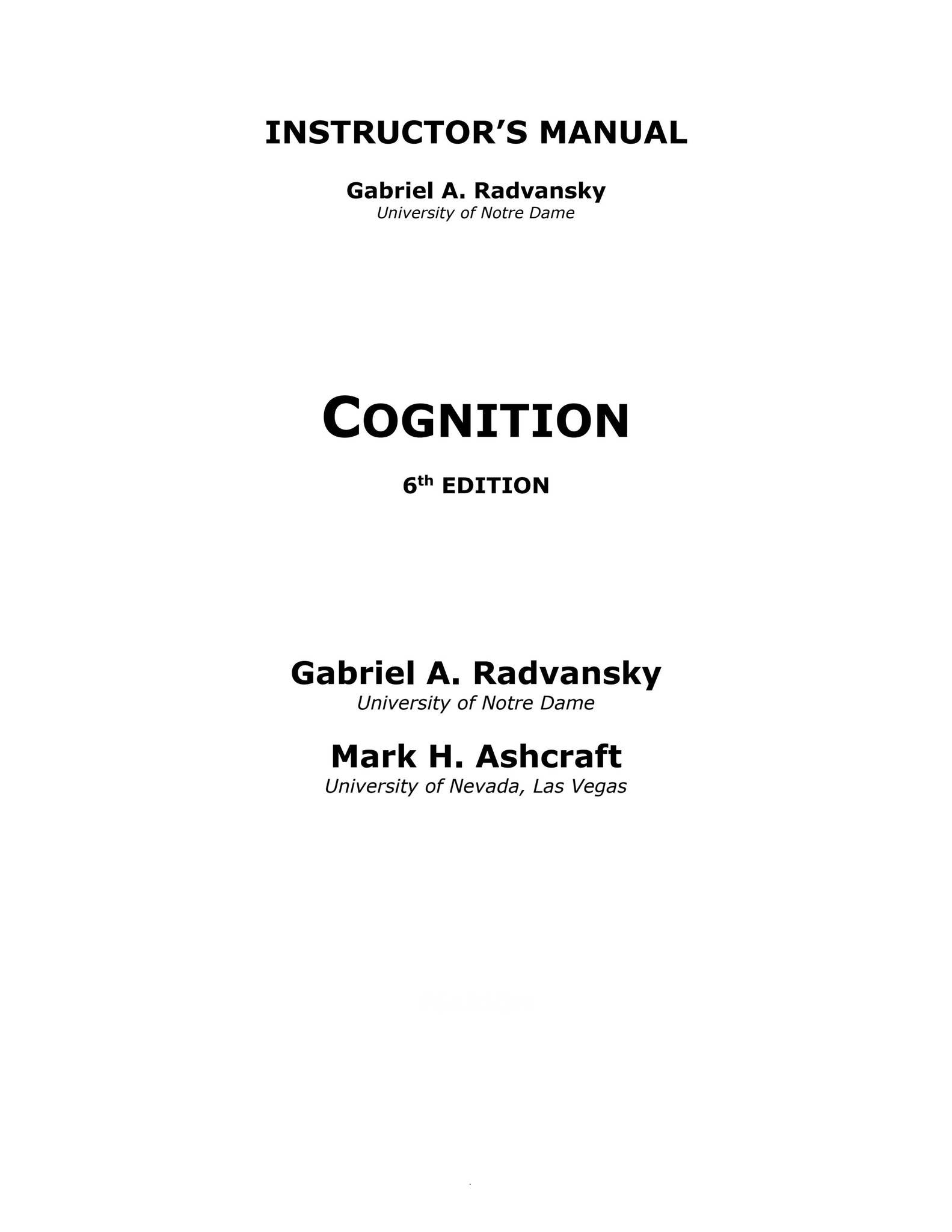 Cognition, 6E Gabriel A Radvansky Solution Manual by Ace Test Banks - Issuu