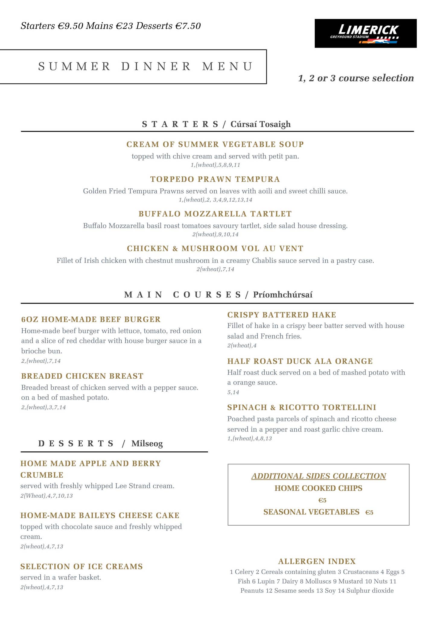 Limerick Greyhound Stadium Restaurant Menu by gogreyhoundracing - Issuu