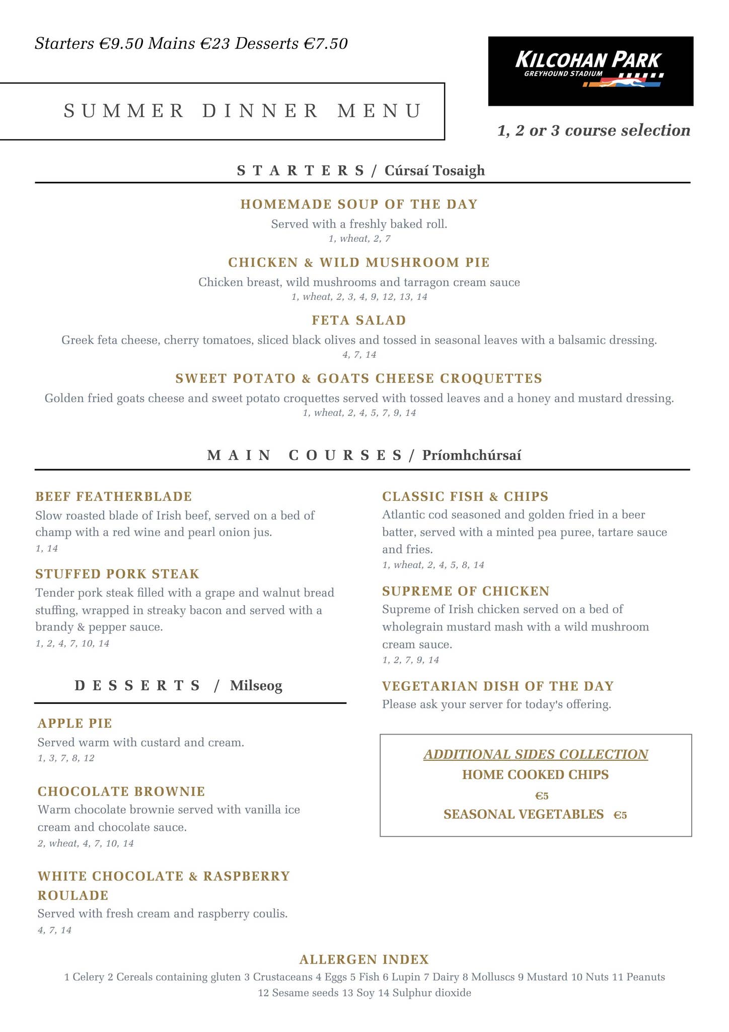 Kilcohan Park Greyhound Stadium Restaurant Menu by gogreyhoundracing ...