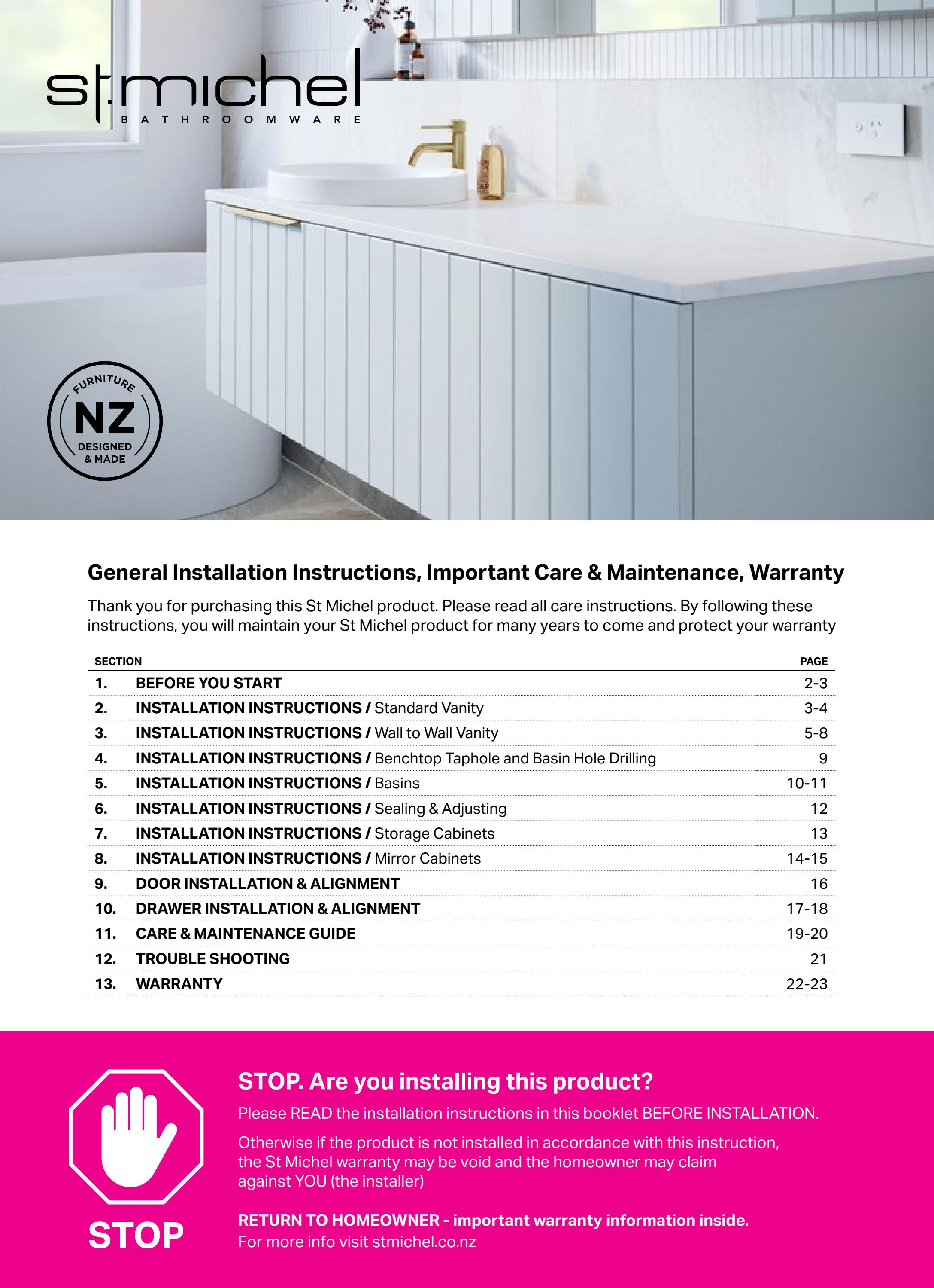 St Michel General Installation Instructions by St Michel Bathroomware - Issuu