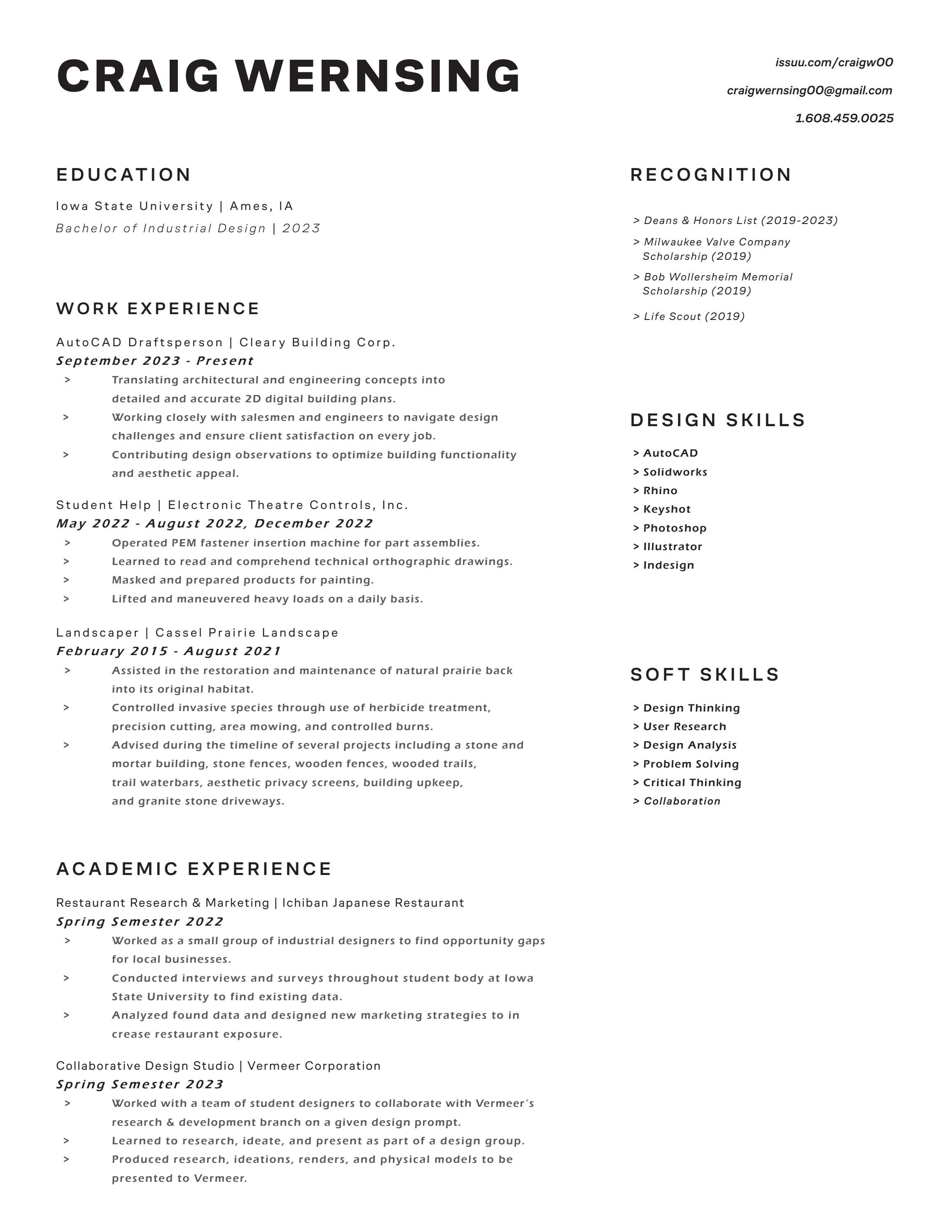 Craig Wernsing's 2024 Resume by Craig Wernsing - Issuu