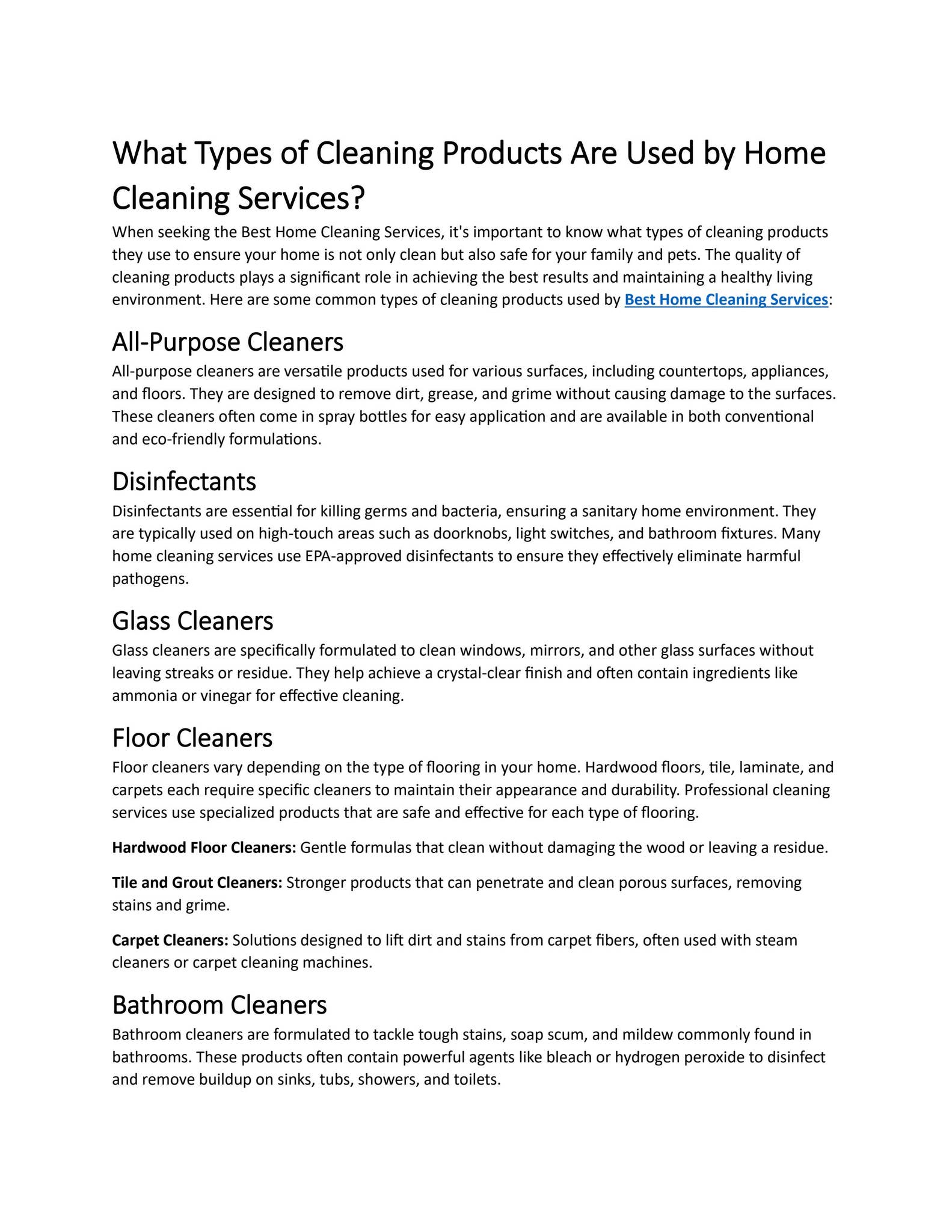 What Types of Cleaning Products Are Used by Home Cleaning Services? by ...