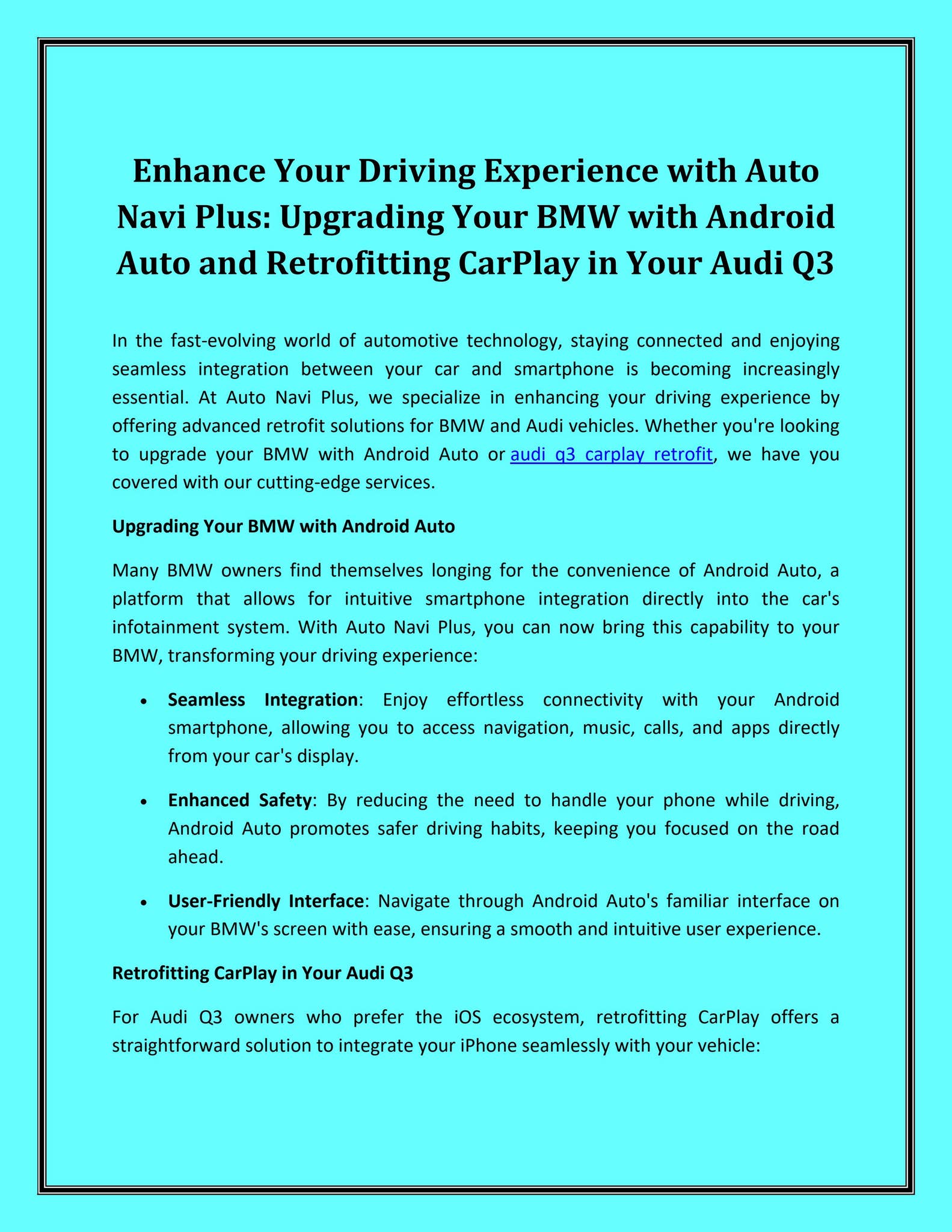 Enhance Your Driving Experience with Auto Navi Plus Upgrading Your BMW ...