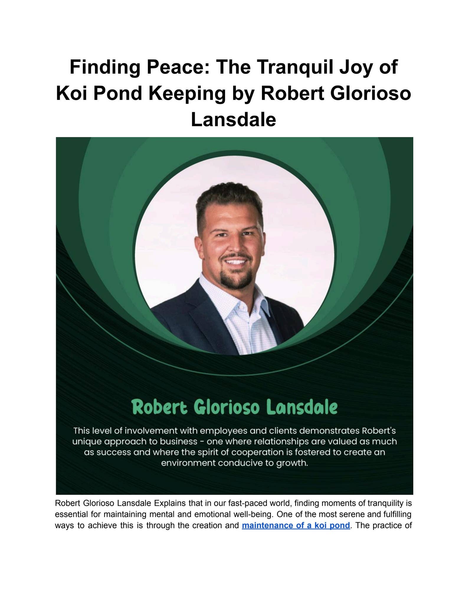 The Tranquil Joy of Koi Pond Keeping by Robert Glorioso Lansdale - Issuu