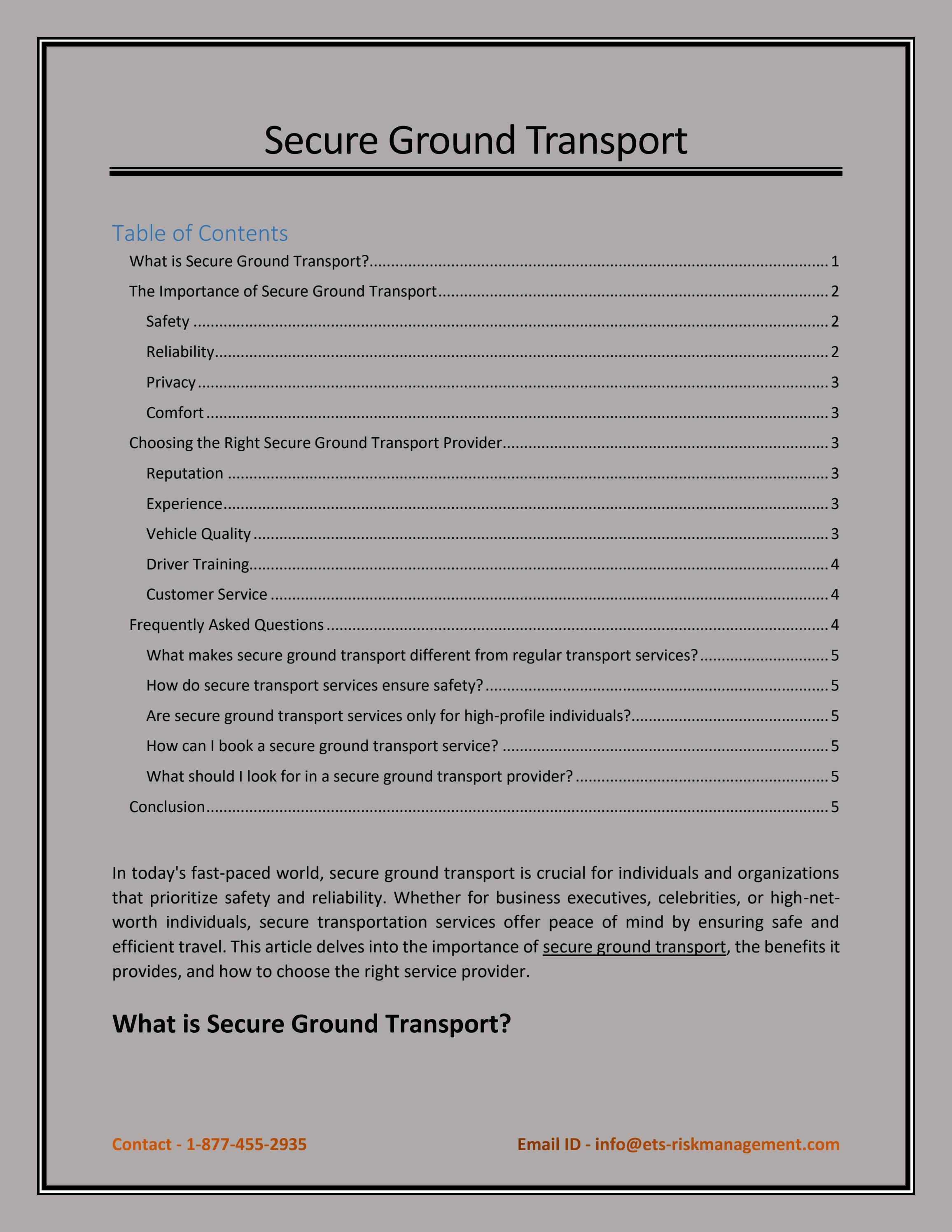 Secure Ground Transport by Web Cures Digtal - Issuu