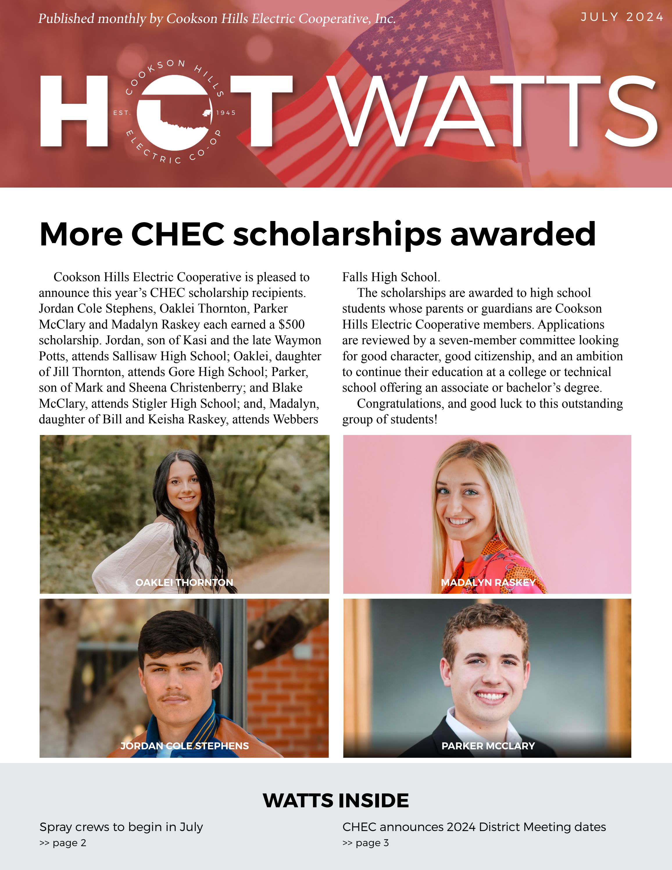 CHEC Hot Watts July 2024 by Cookson Hills Electric Cooperative - Issuu