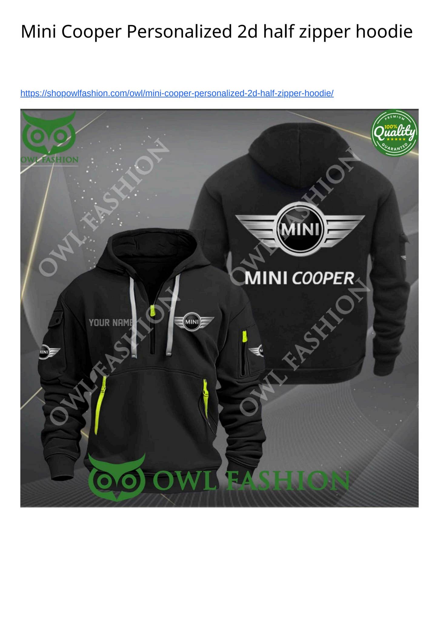 Mini Cooper Personalized 2d half zipper hoodie by Shop Owl Fashion - Issuu