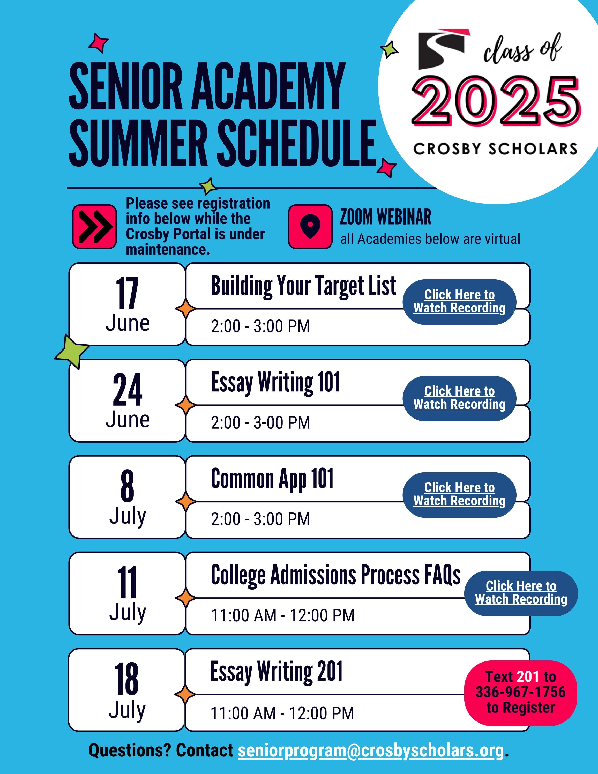 Class of 2025 | Senior Academy Summer Schedule by cscp - Issuu