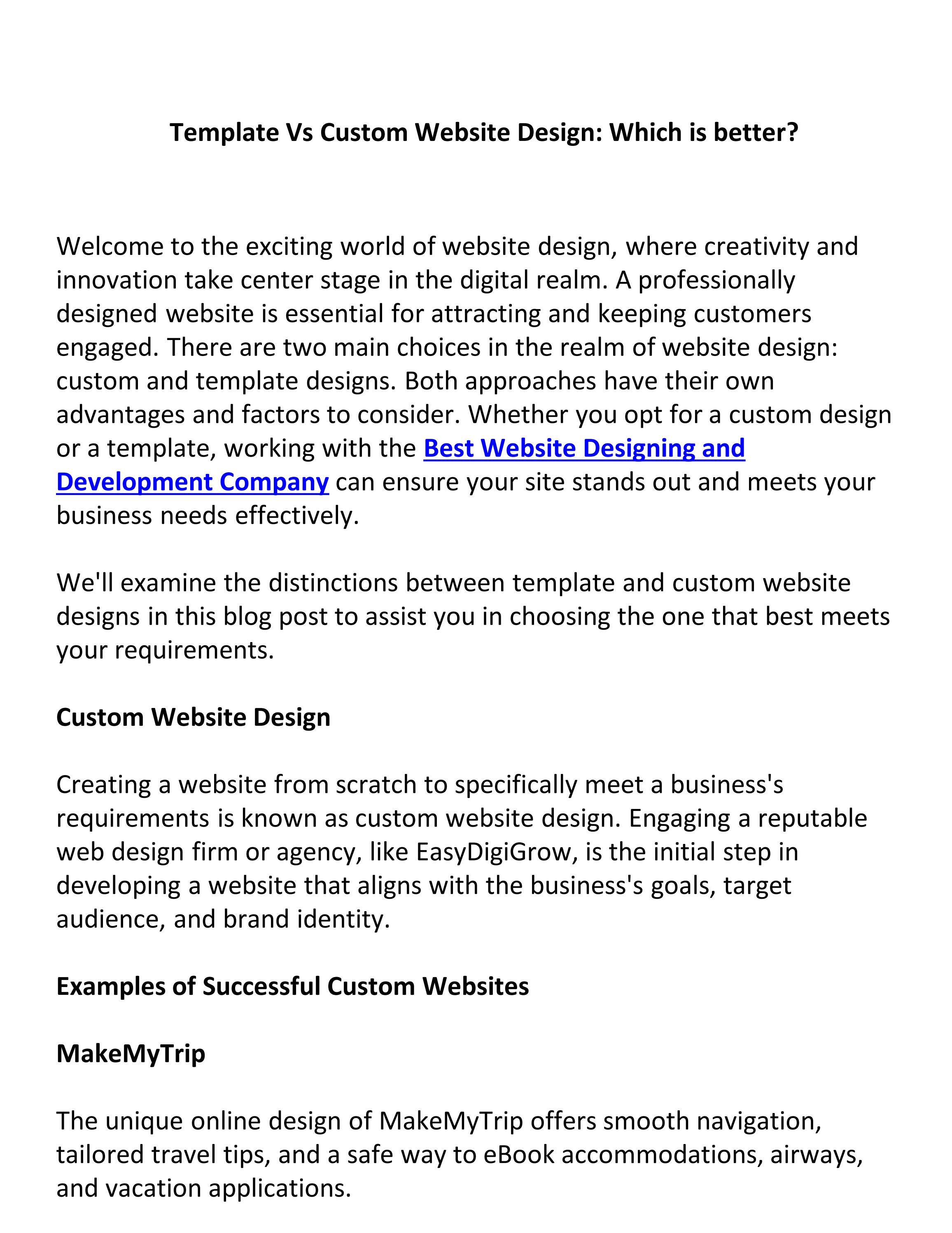 Template Vs Custom Website Design: Which is better? by easydigigrow - Issuu Template Vs Custom Website Design: Which is better? by easydigigrow - Issuu