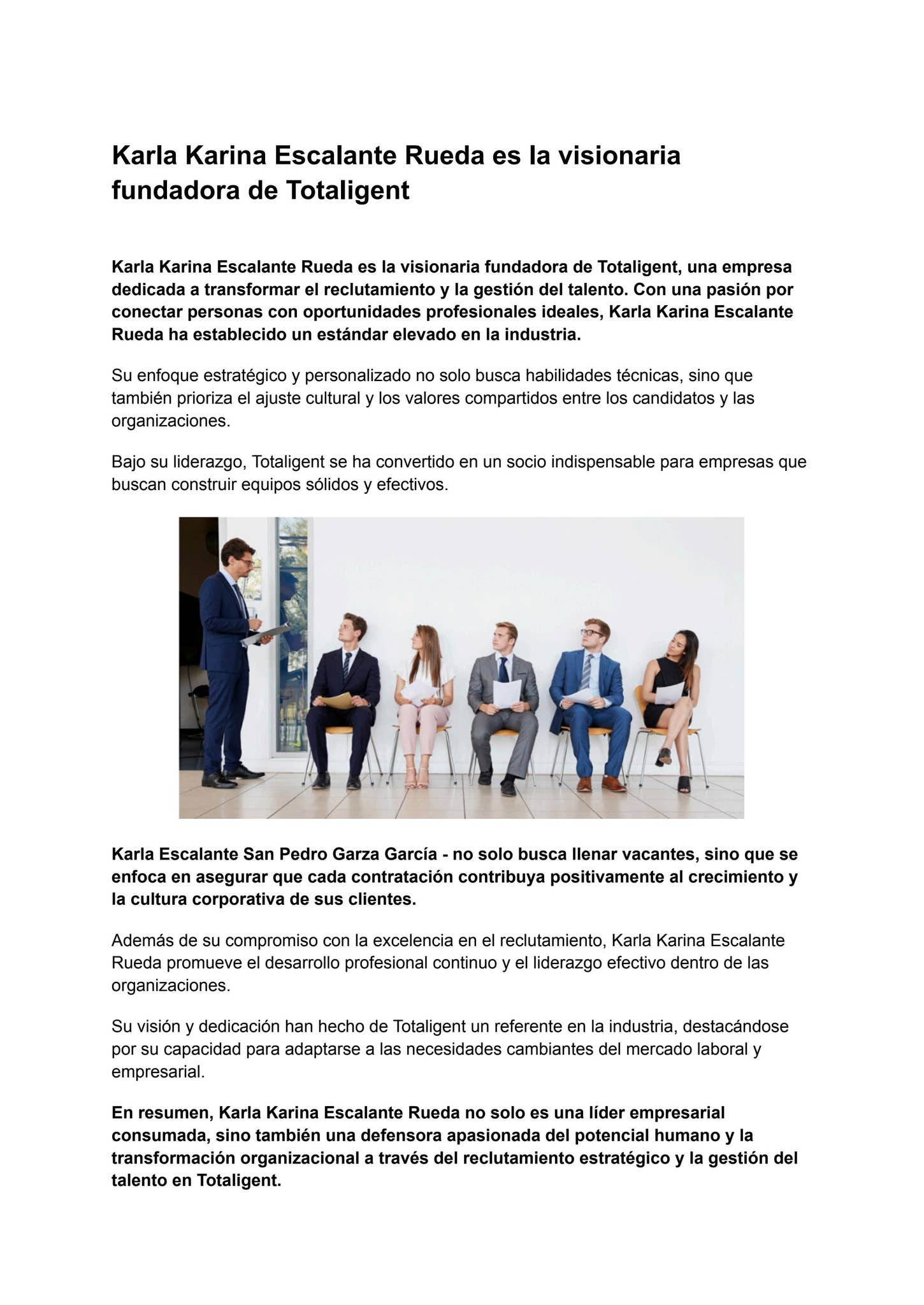 Karla Karina Escalante Rueda es la visionaria fundadora de Totaligent ...