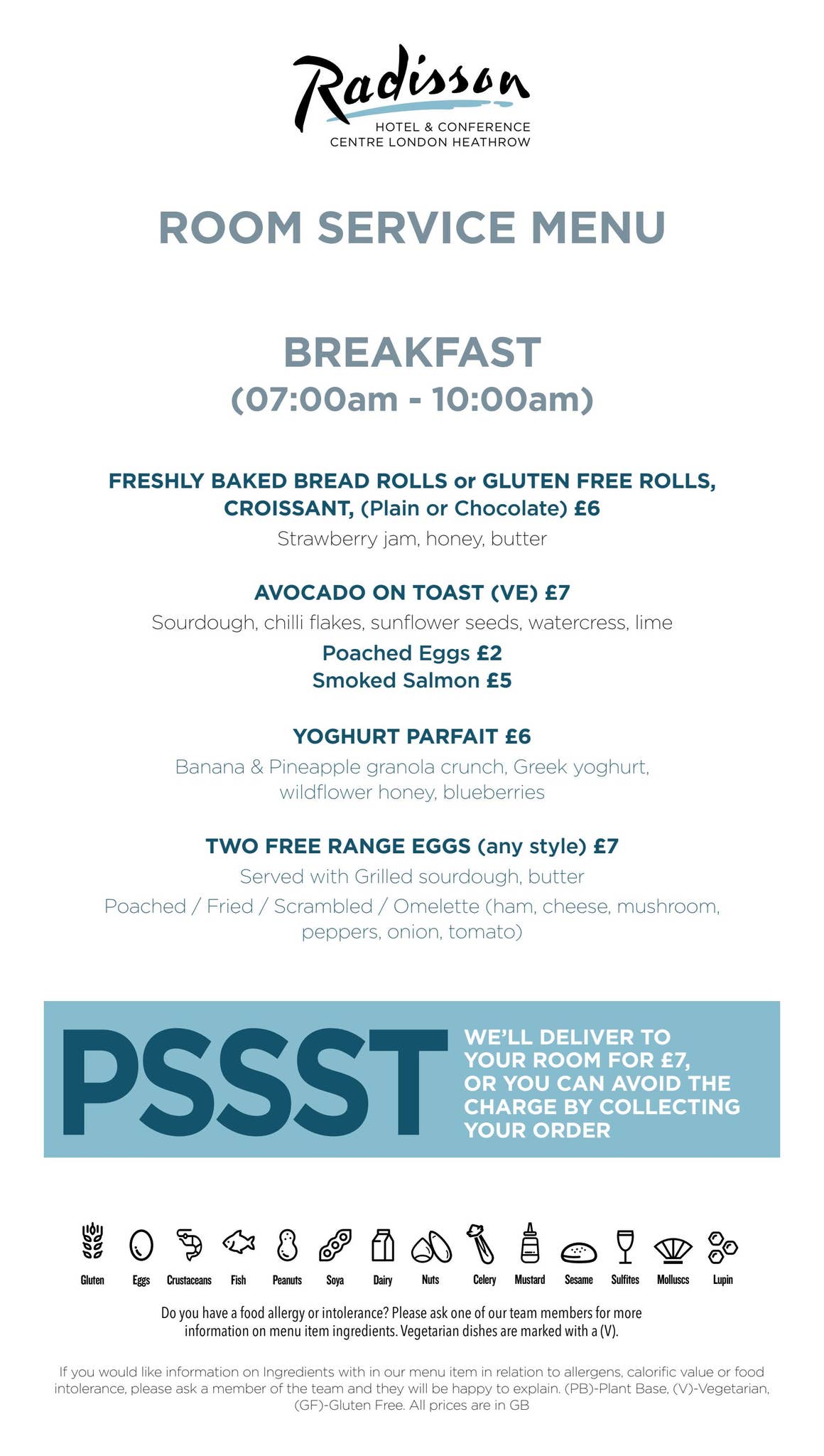 Radisson Breakfast Room Service Menu by RadissonHeathrow - Issuu