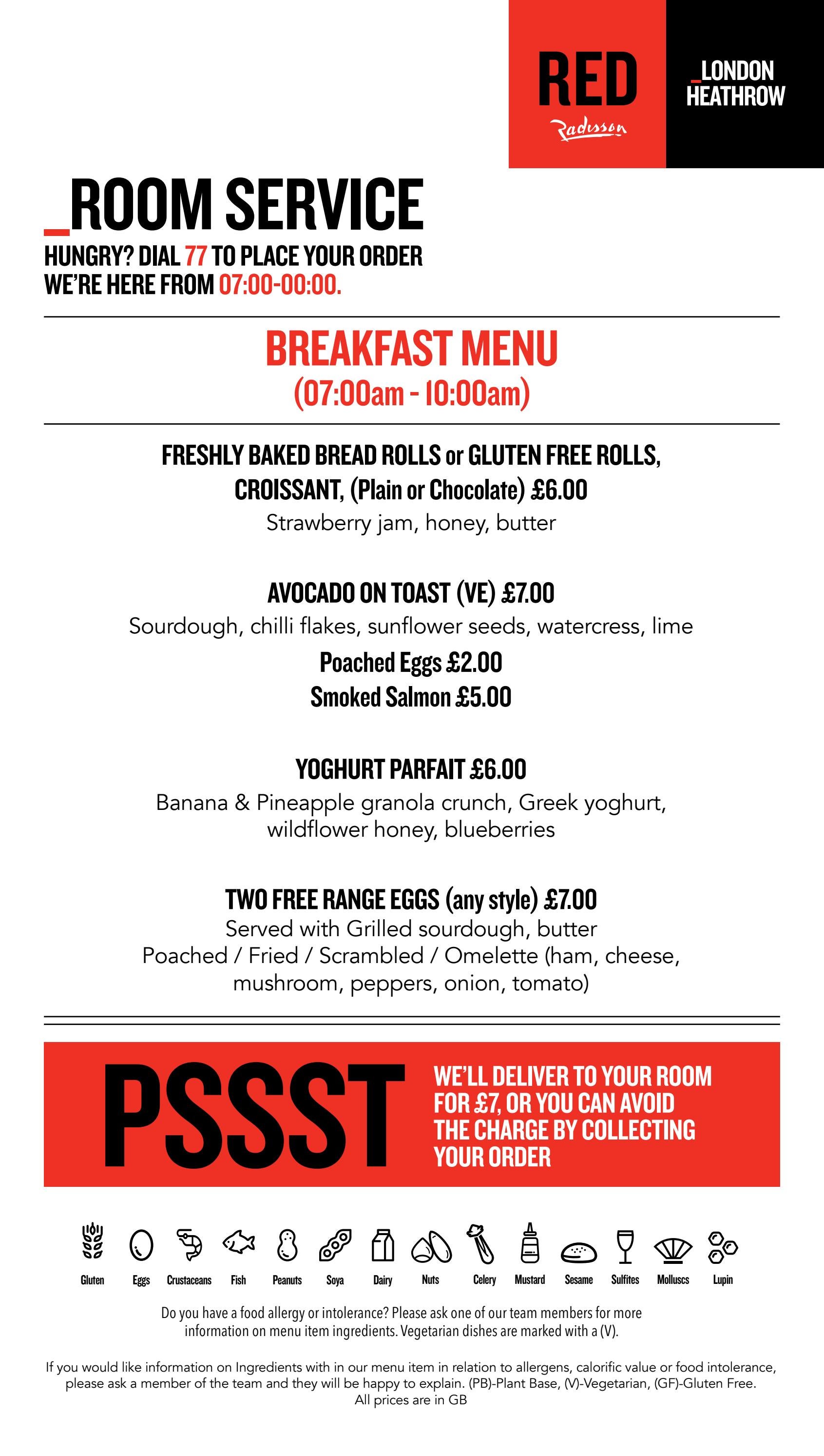 Radisson RED Breakfast Room Service Menu by RadissonHeathrow - Issuu