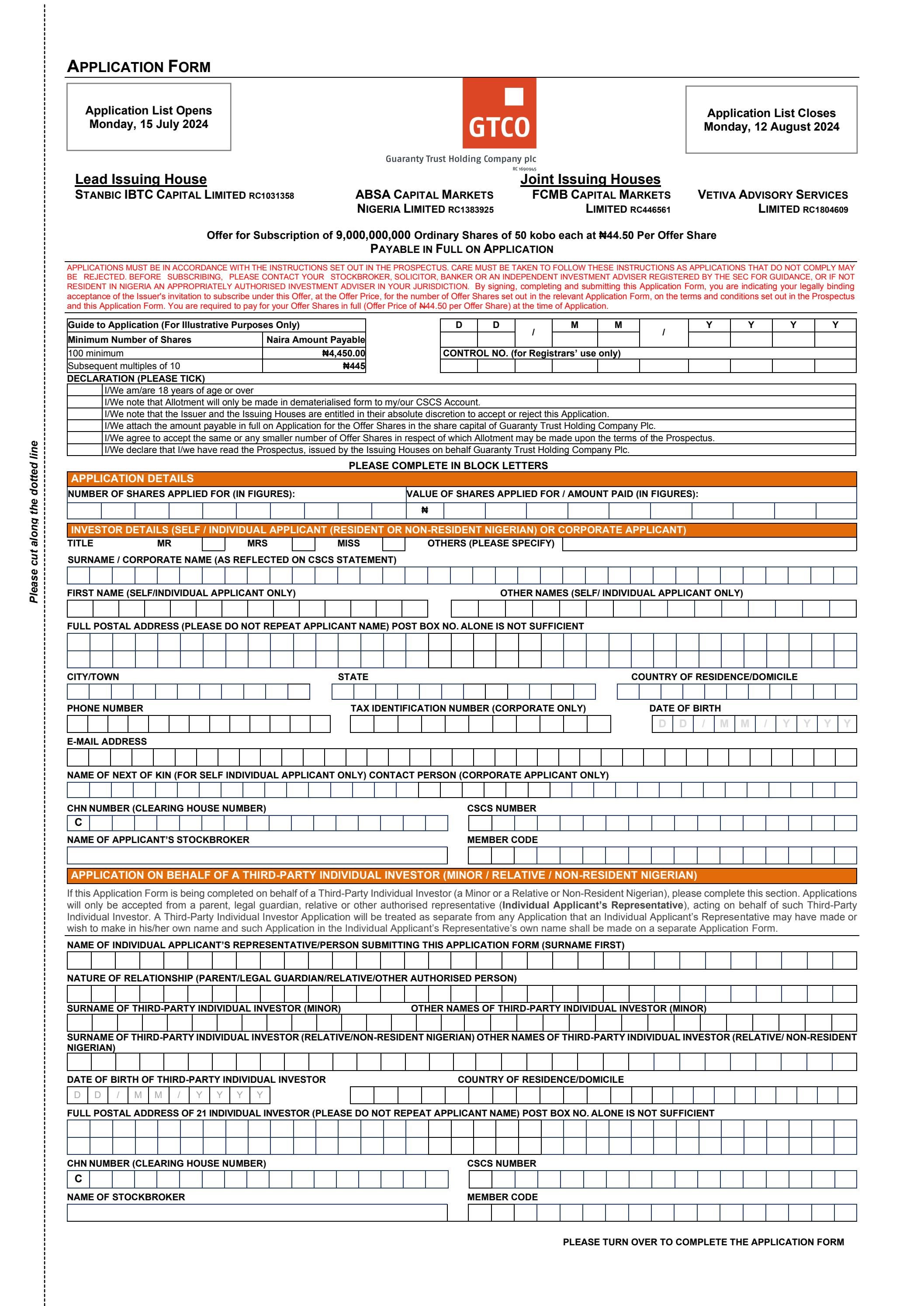 GTCO Plc Public Offer Application Form by GTCO Plc - Issuu