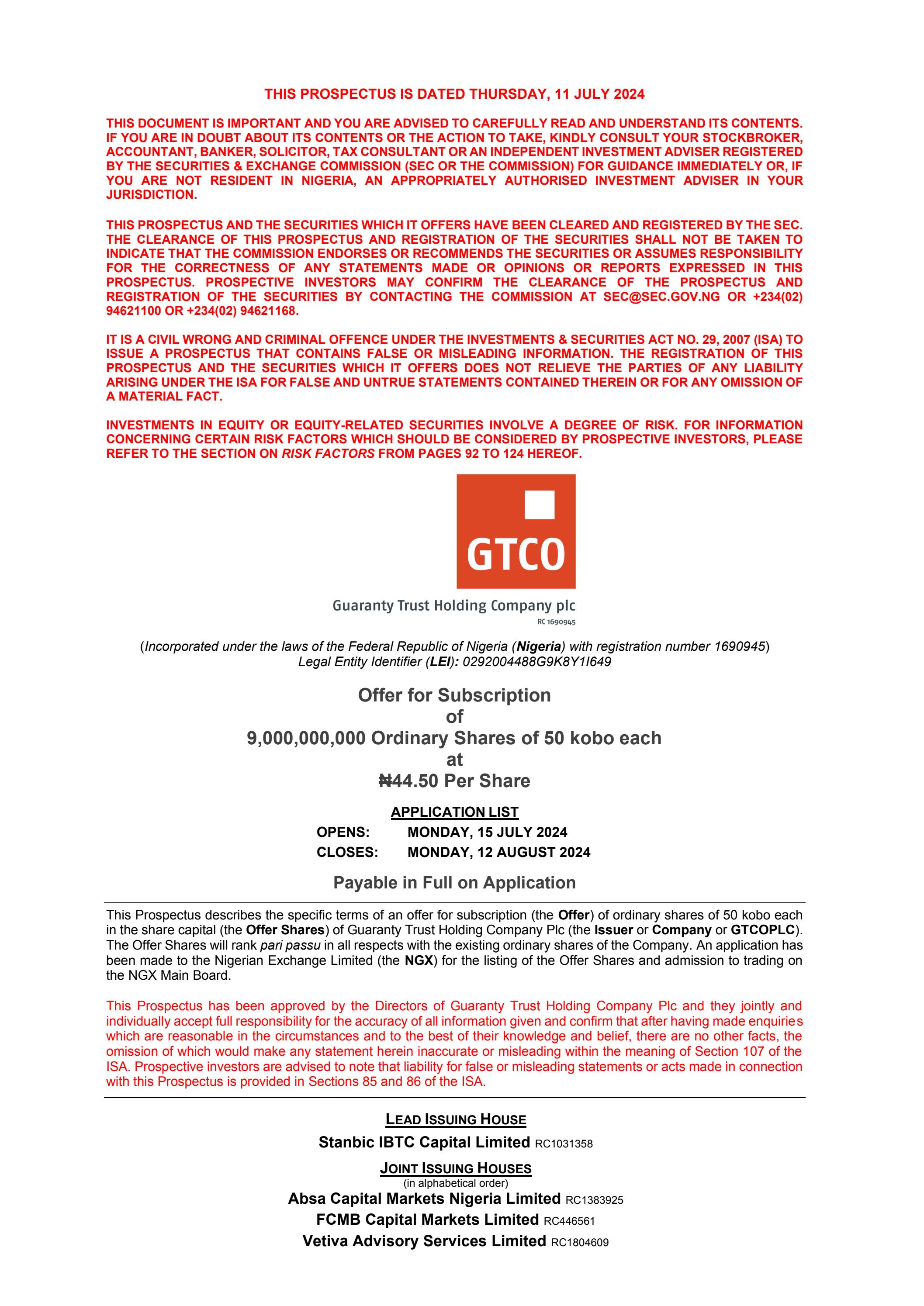 GTCO Plc Offer Prospectus by GTCO Plc - Issuu