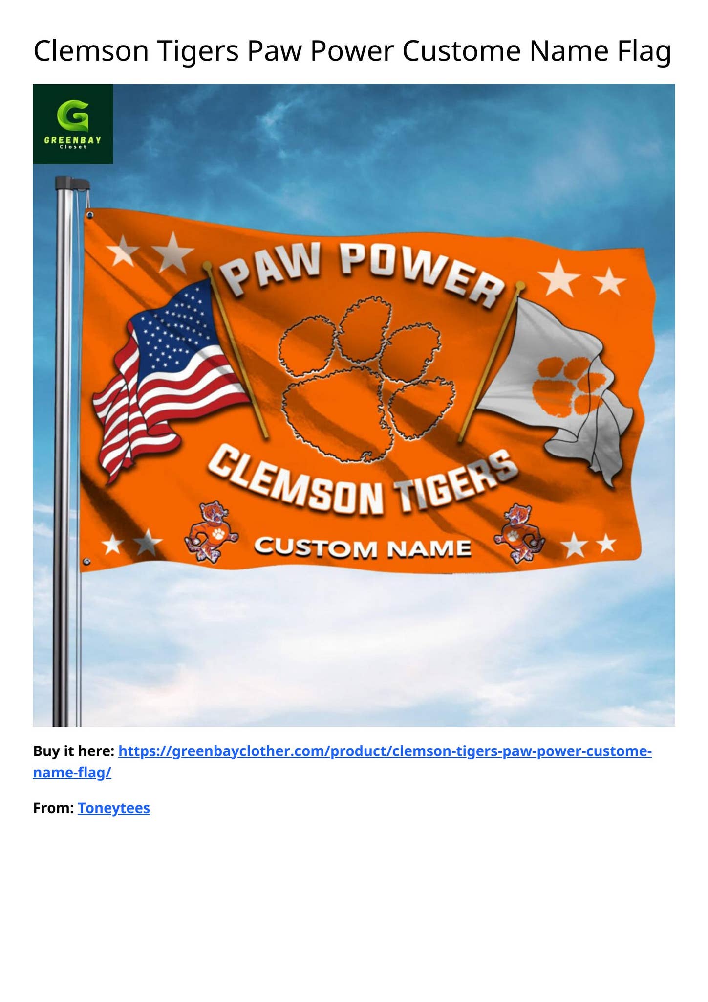 Clemson Tigers Paw Power Custome Name Flag by Tonytees Store - Issuu