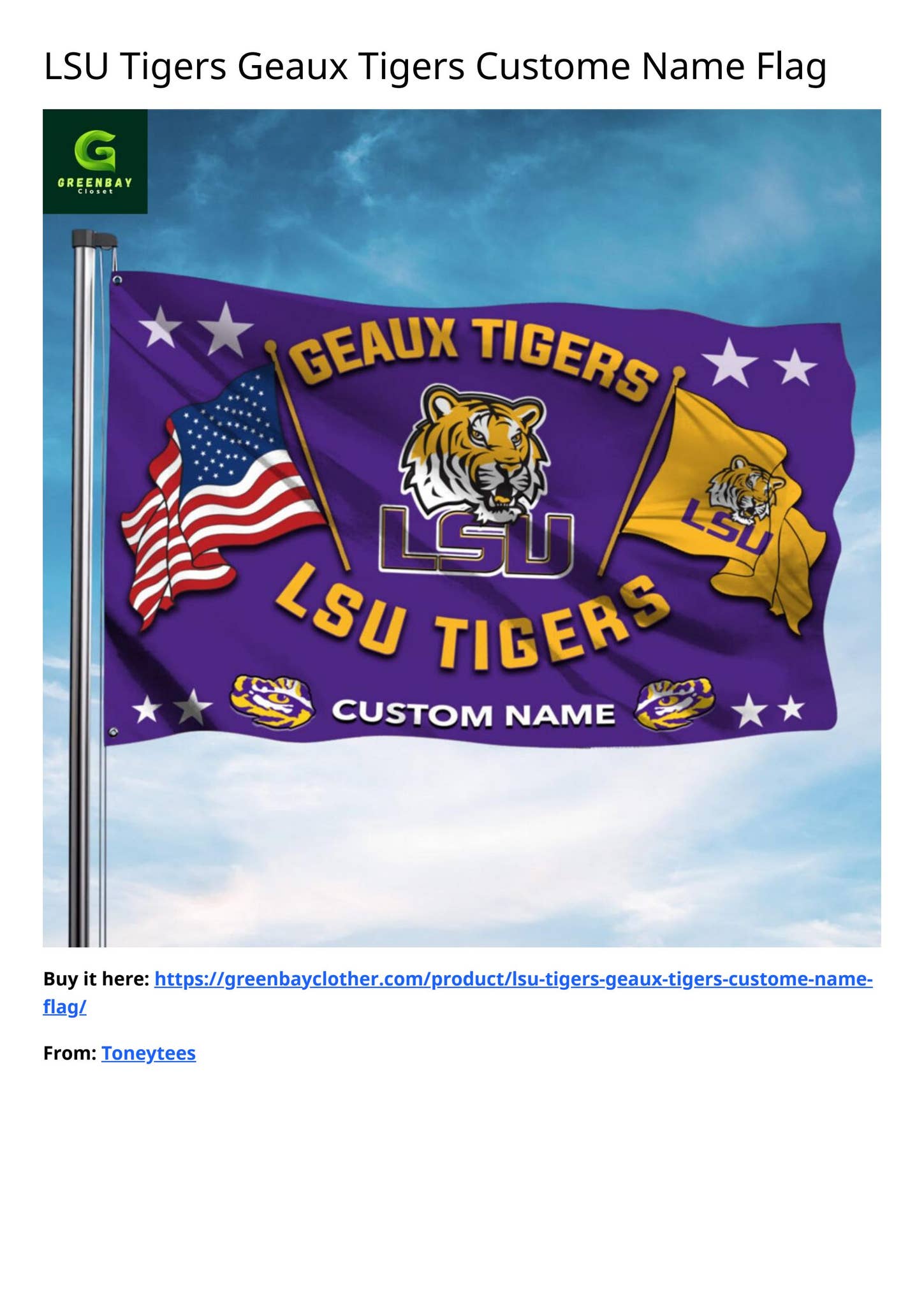 LSU Tigers Geaux Tigers Custome Name Flag by Tonytees Store - Issuu