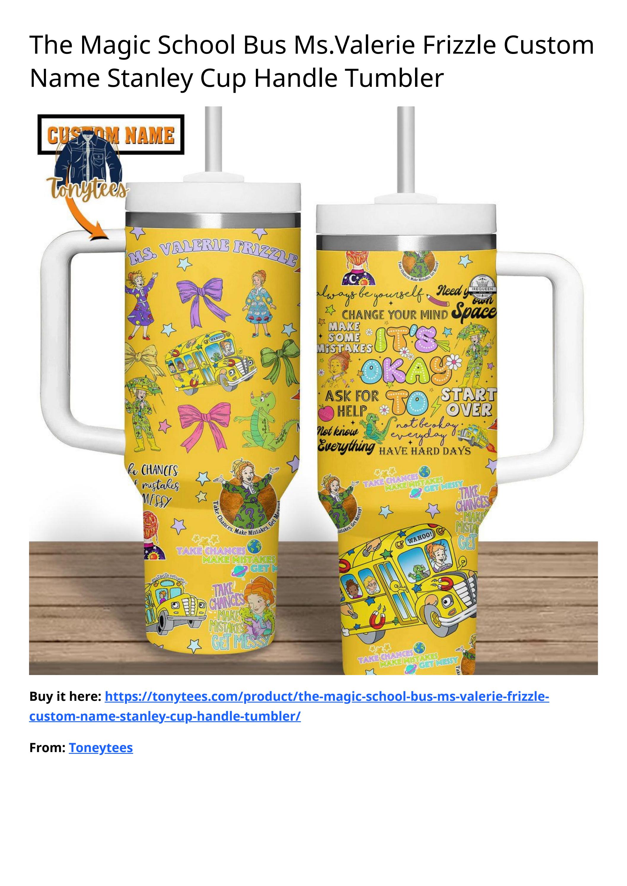 The Magic School Bus Ms.Valerie Frizzle Custom Name Stanley Cup Handle ...