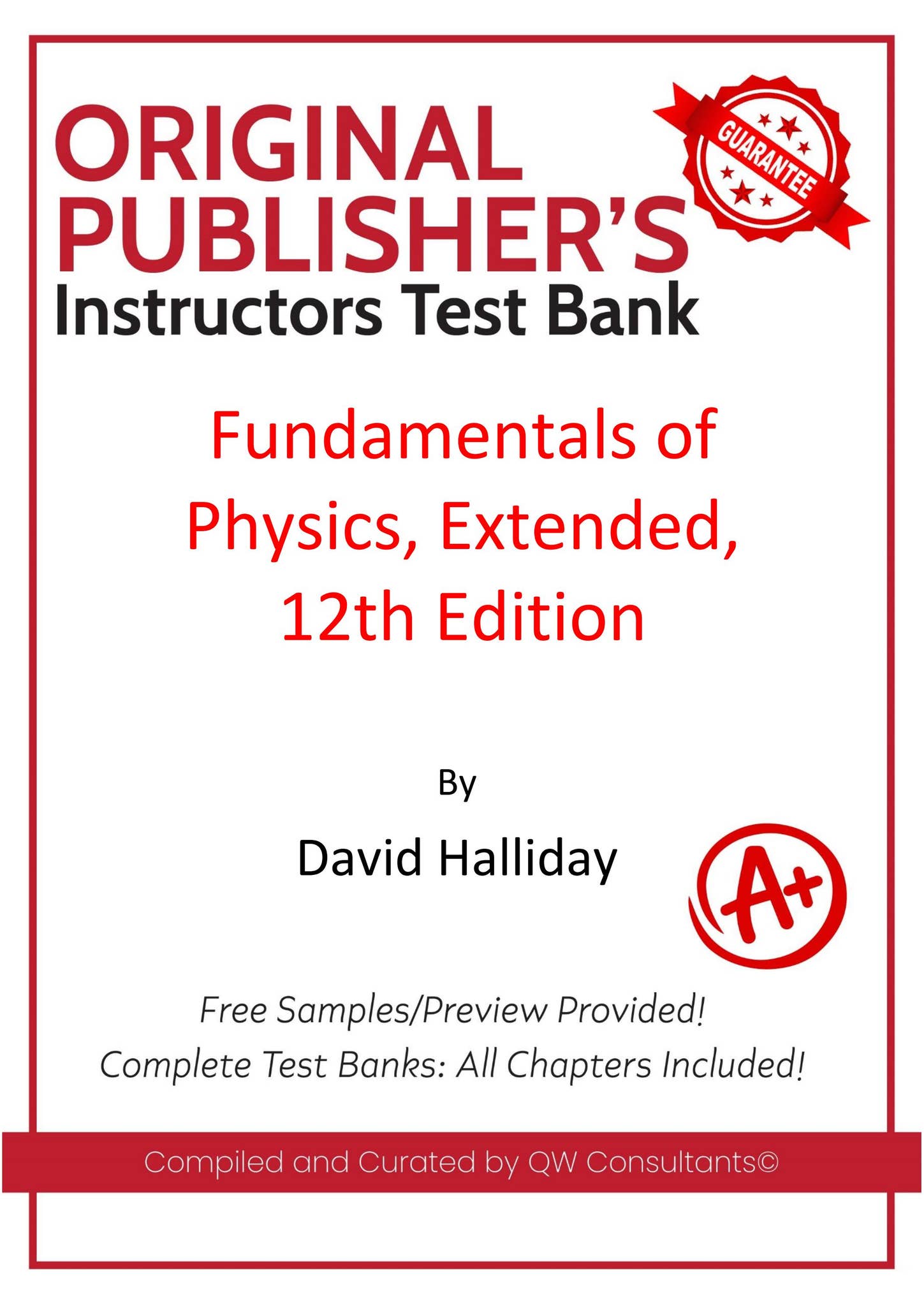 Fundamentals of Physics, Extended, 12th Edition David Halliday Test ...