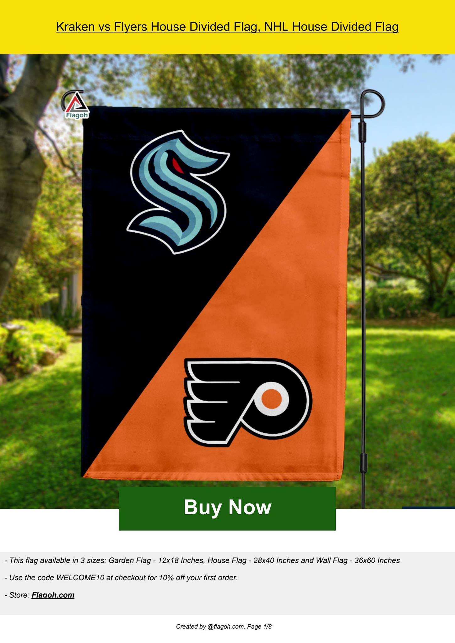 Kraken vs Flyers House Divided Flag, NHL House Divided Flag by flagoh ...