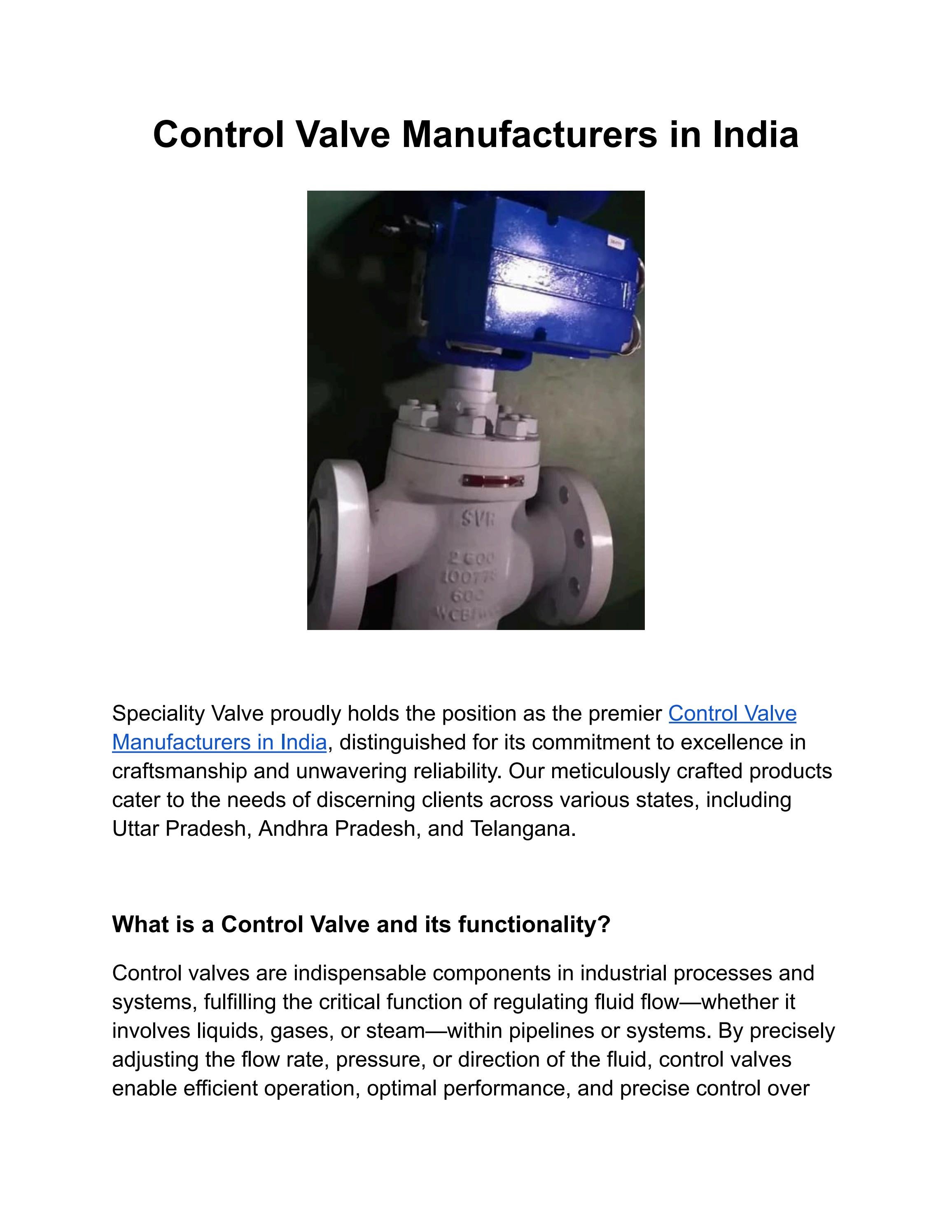 Control Valve Manufacturers in India by speciality9696 - Issuu