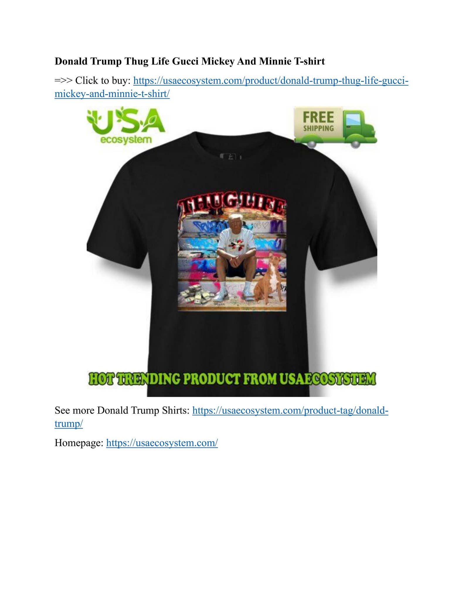 Donald Trump Thug Life Gucci Mickey And Minnie T-shirt by fromusafirst ...