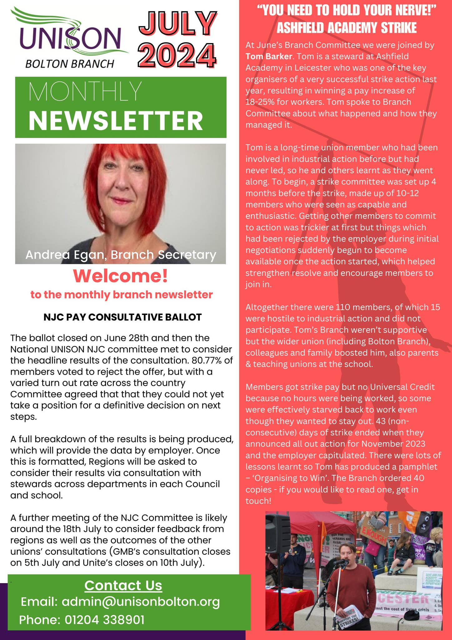 UNISON Bolton - July Newsletter by unisonboltonbranch - Issuu