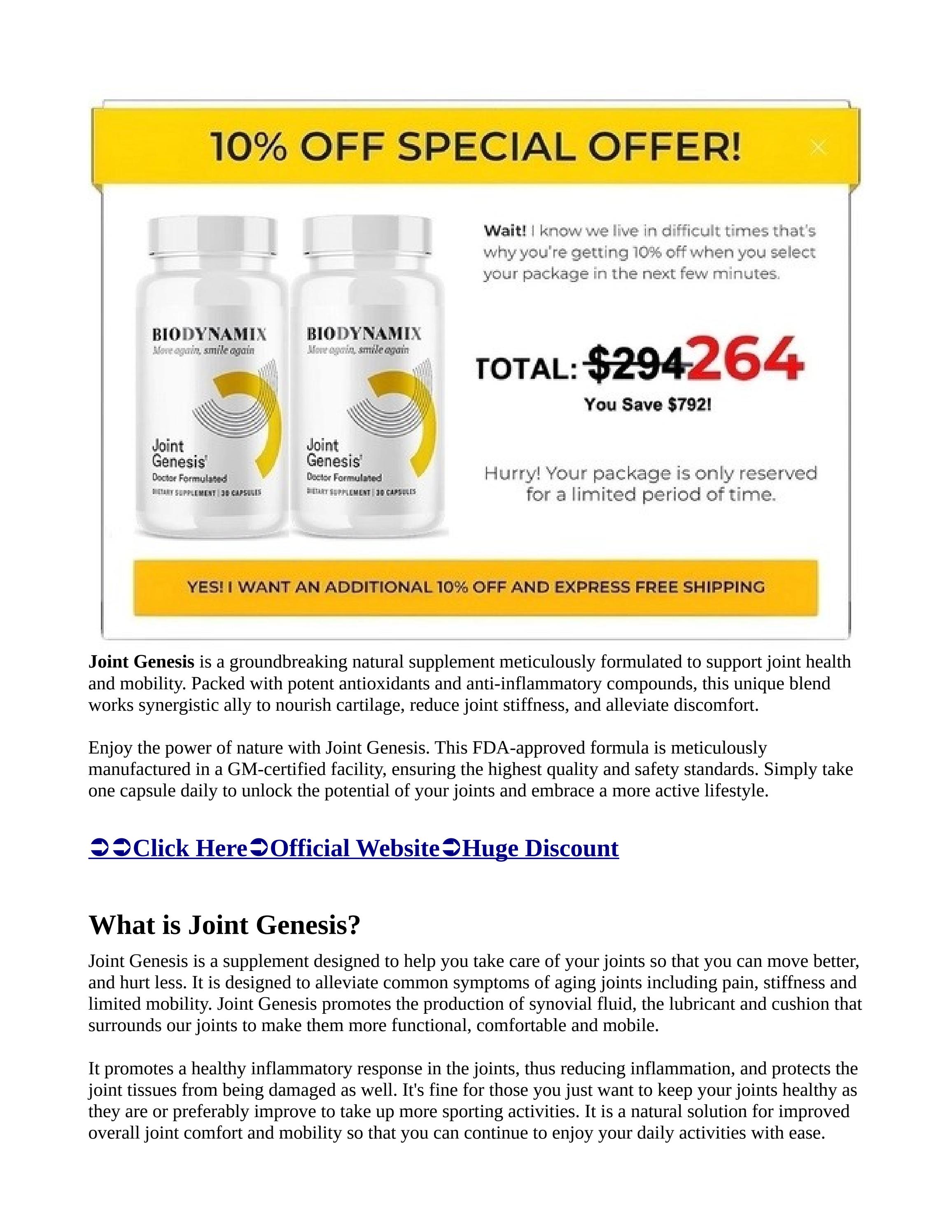 BioDynamix Joint Genesis - REVIEWS, PRICE, SCAM OR LEGIT? by Rwaagzksk ...