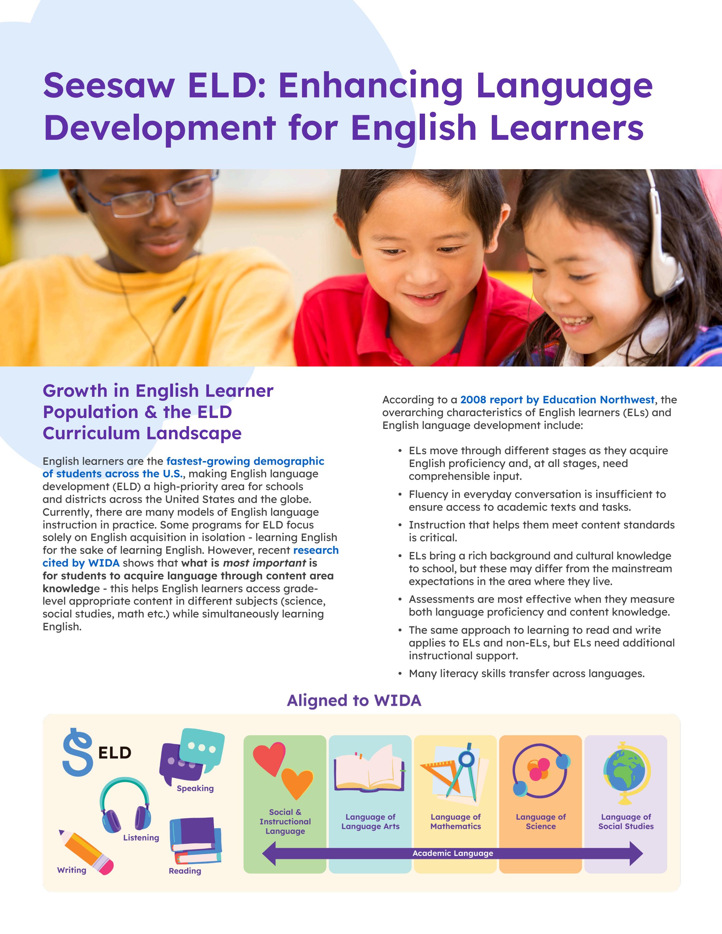 Seesaw ELD: Enhancing Language Development for English Learners by ...