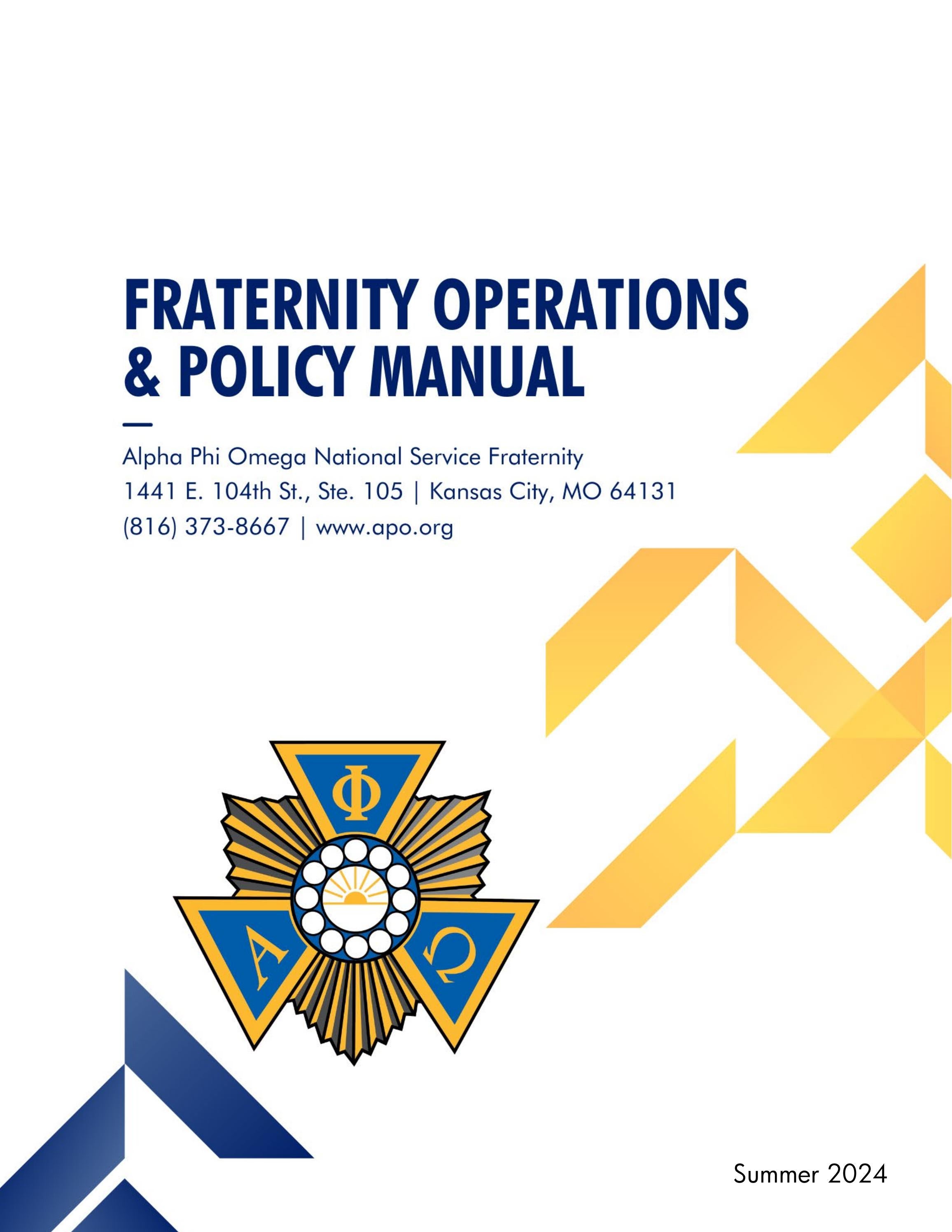 APO Fraternity Operations and Policy Manual by Alpha Phi Omega National ...