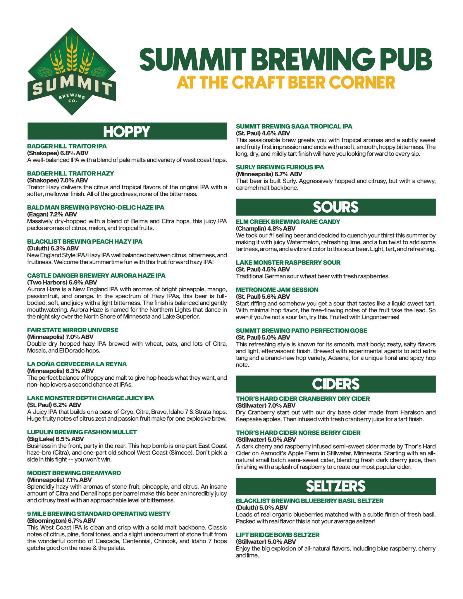 Summit Brewing Pub Menu by stpaulsaints - Issuu