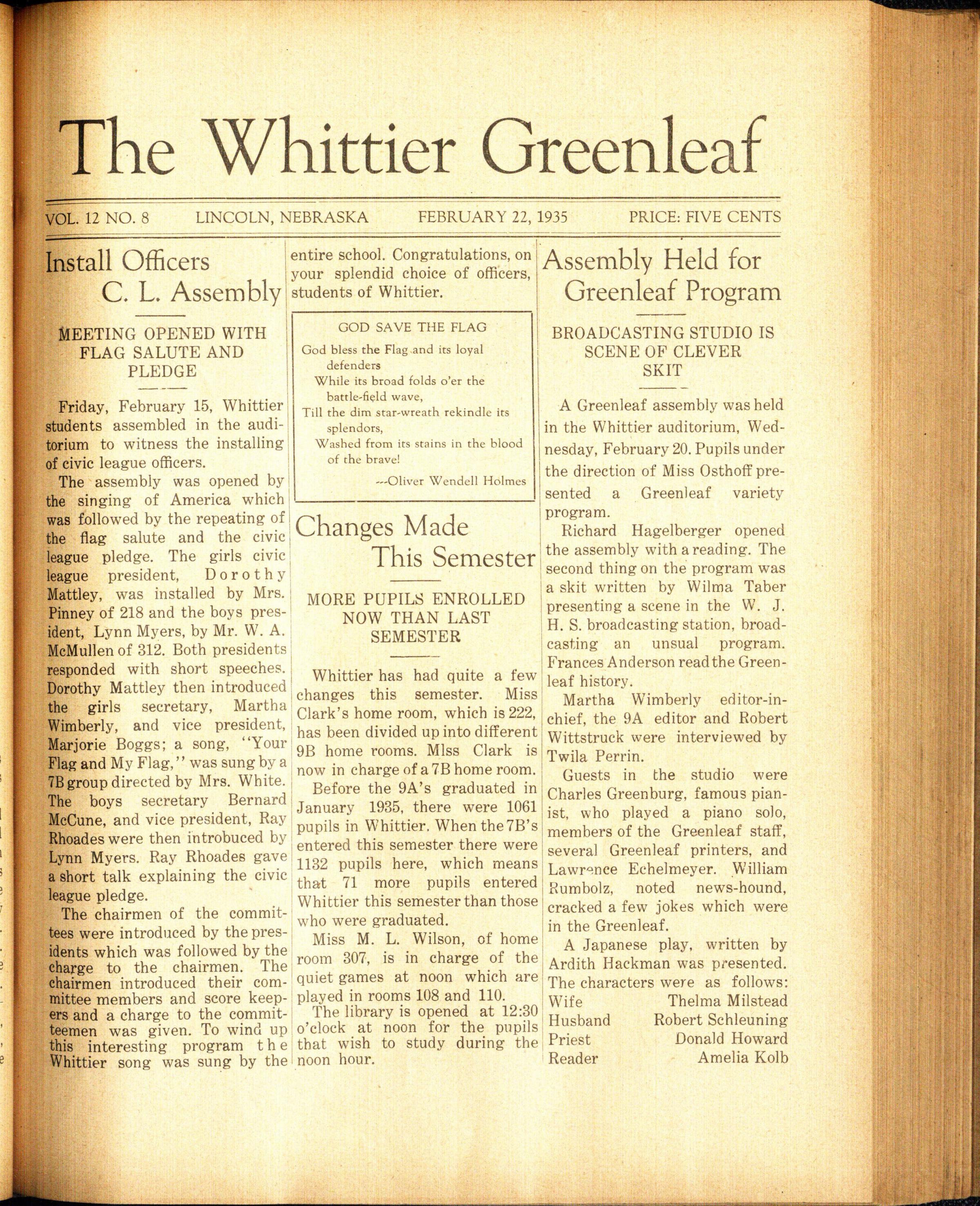Lincoln Whittier Junior High 1935 Newspaper by Lincoln Public Schools ...