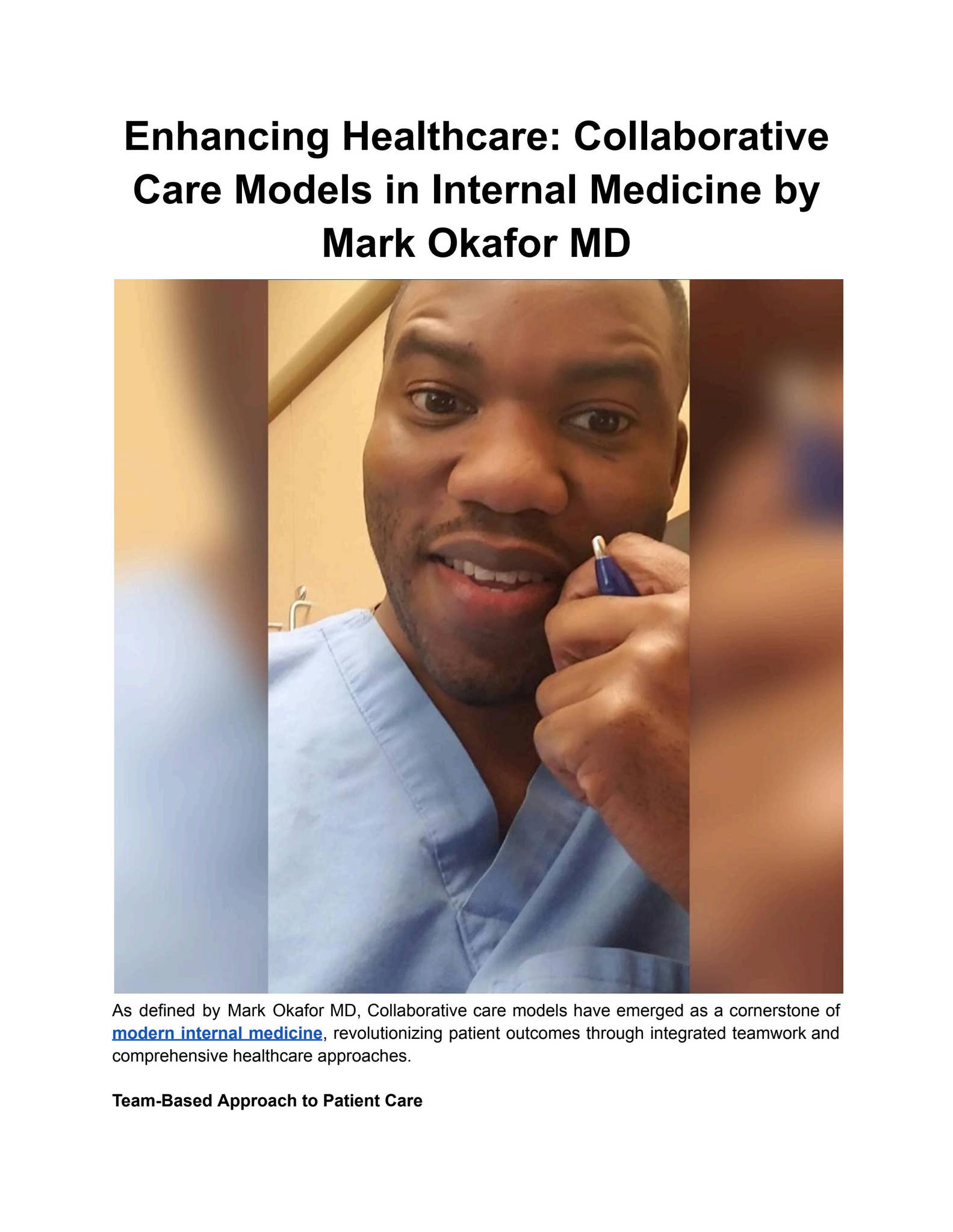 Enhancing Healthcare: Collaborative Care Models in Internal Medicine by ...