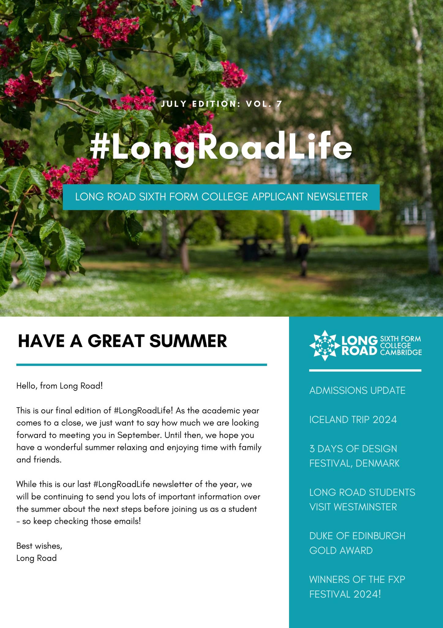 #LongRoadLife - July Edition by Long Road Sixth Form College - Issuu