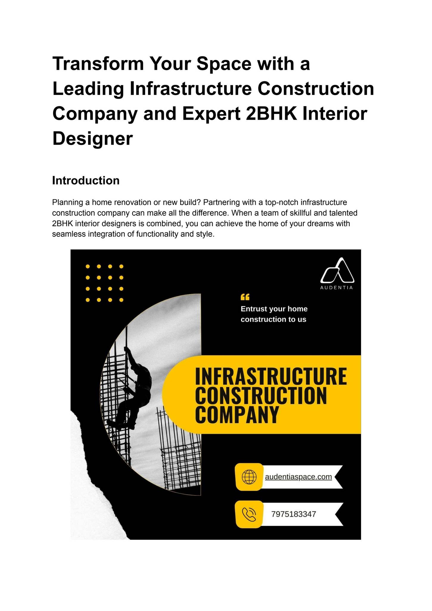 Transform Your Space with a Leading Infrastructure Construction Company ...