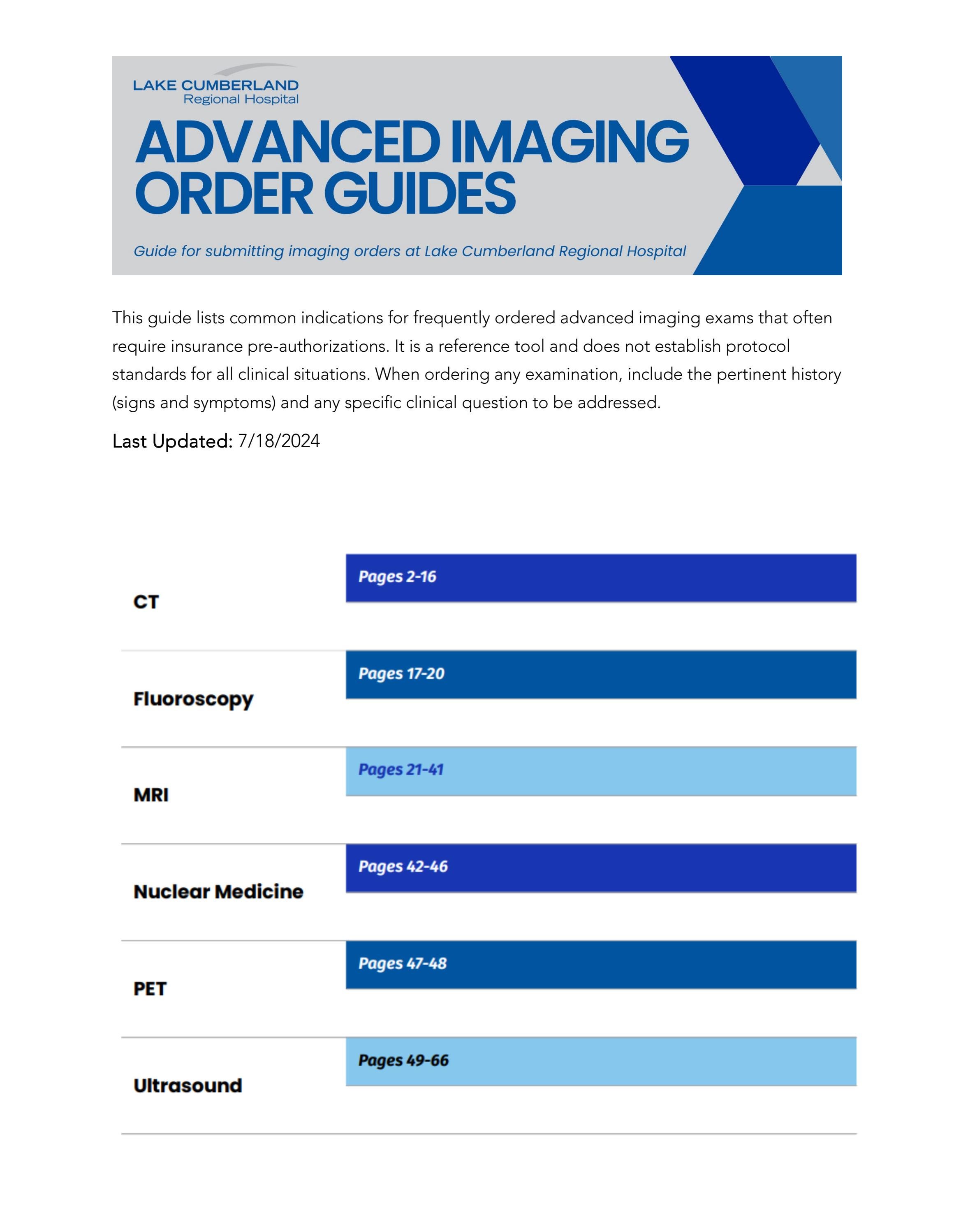 Lake Cumberland Regional Hospital Advanced Imaging Order Guides by ...